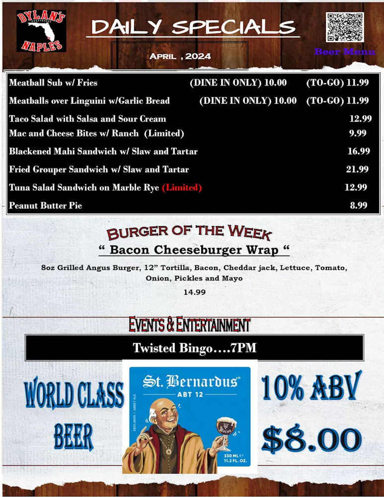 Menus | Dylan's Drafthouse