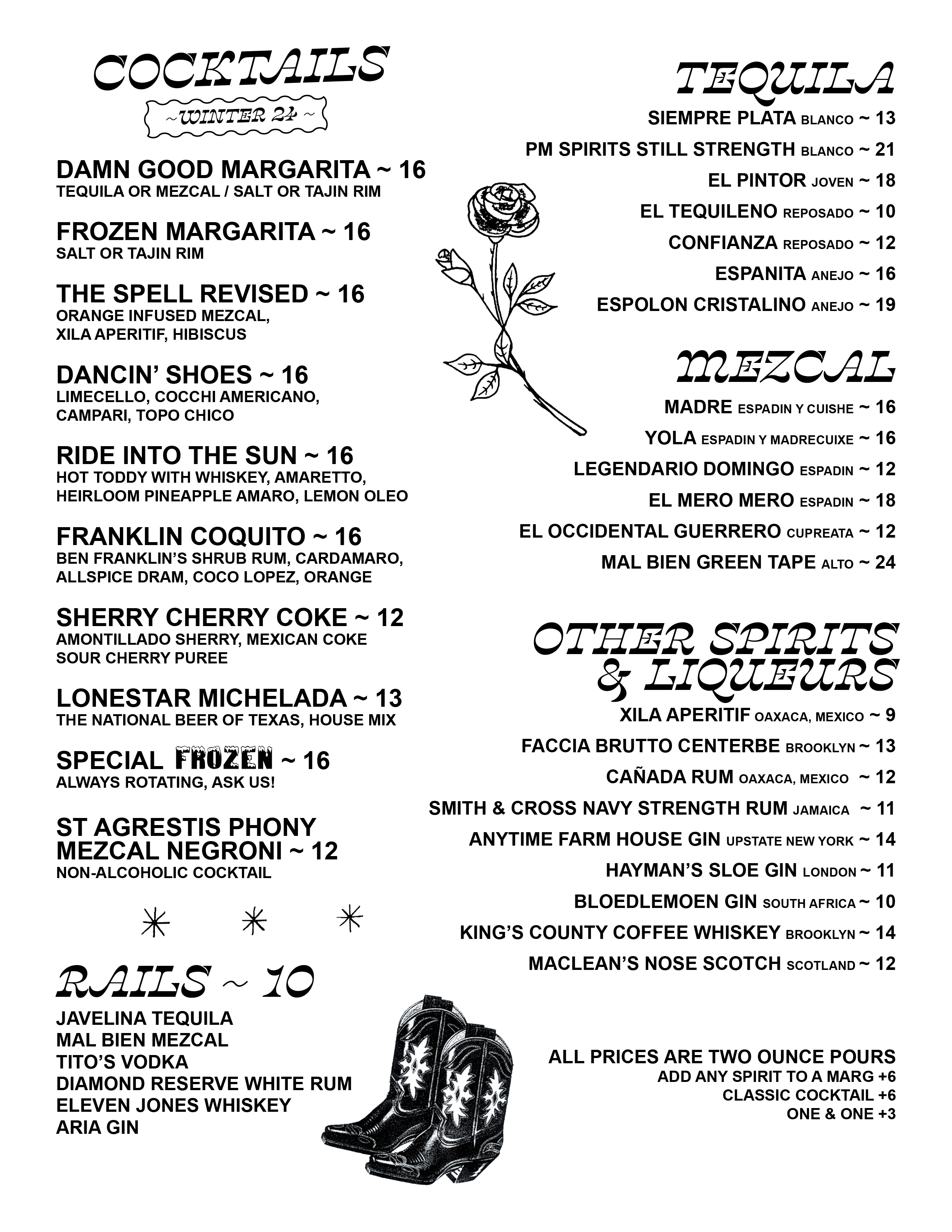 Menus | Yellow Rose in NYC