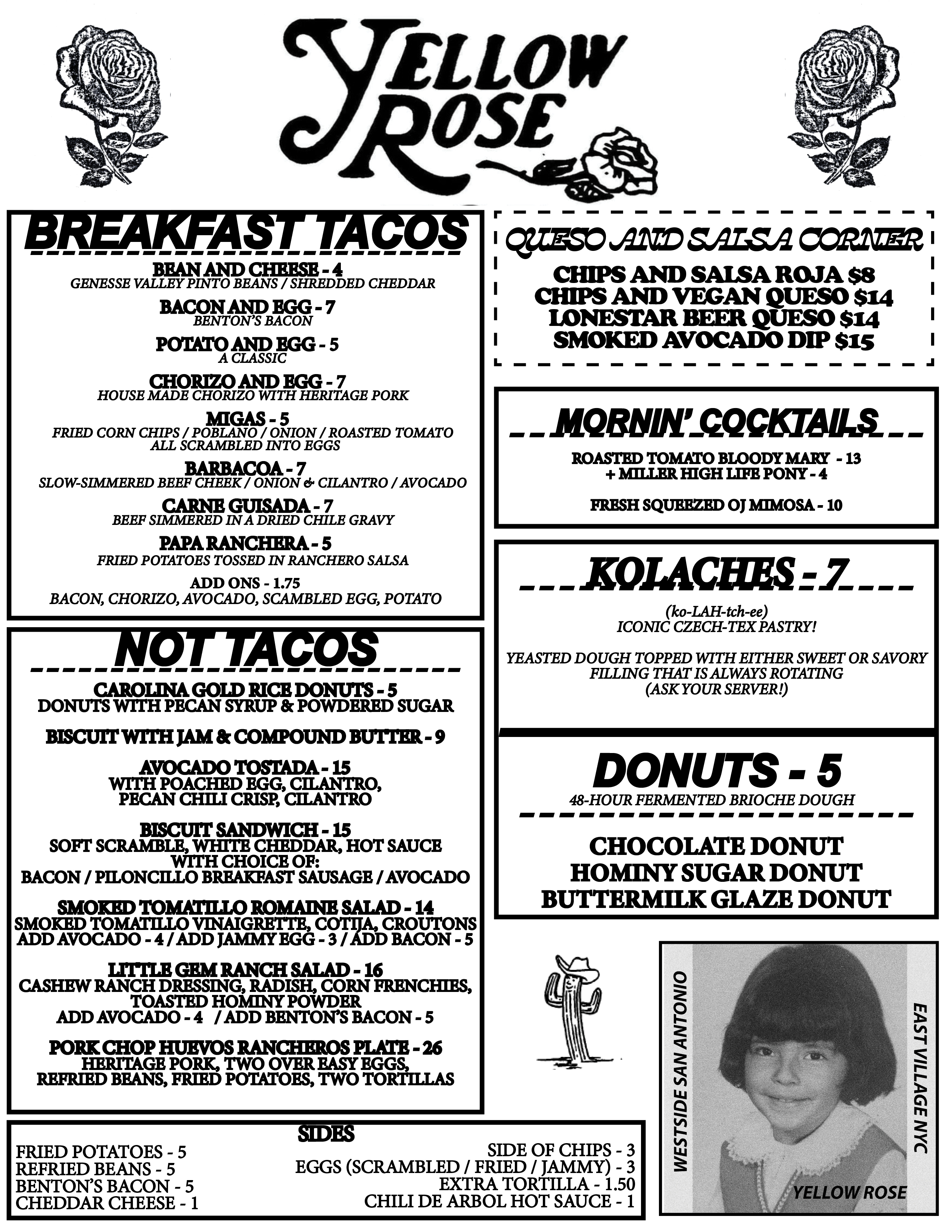 Menus | Yellow Rose in NYC