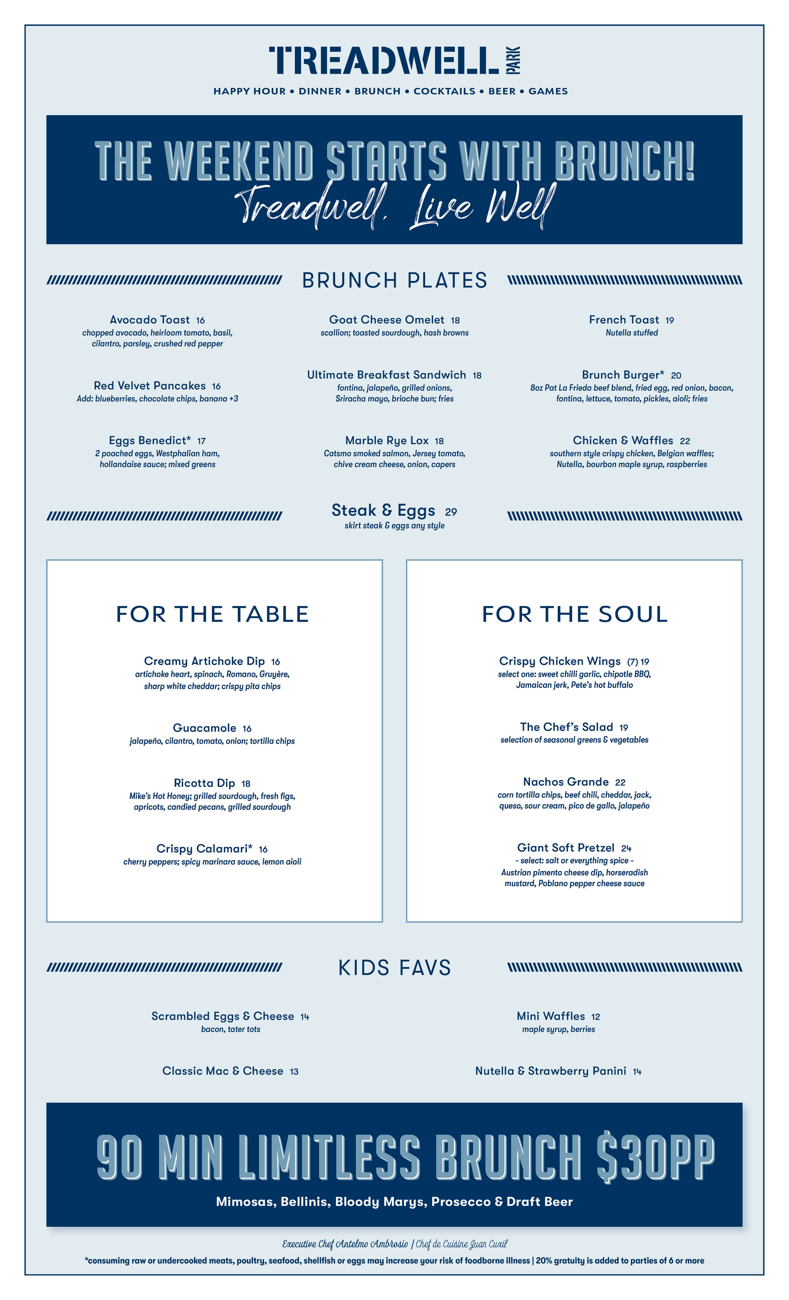 Menus | Treadwell Park