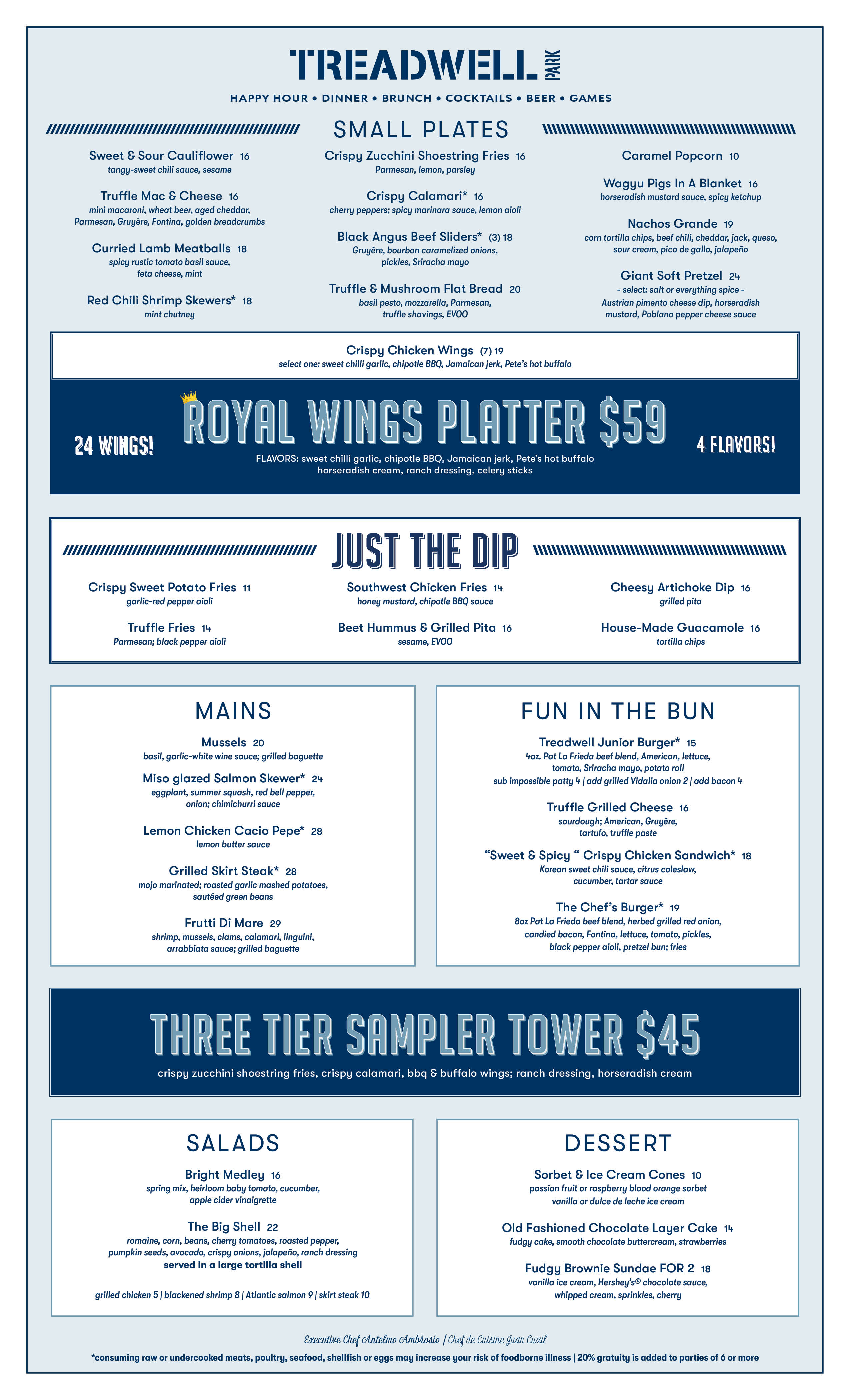 Menus | Treadwell Park