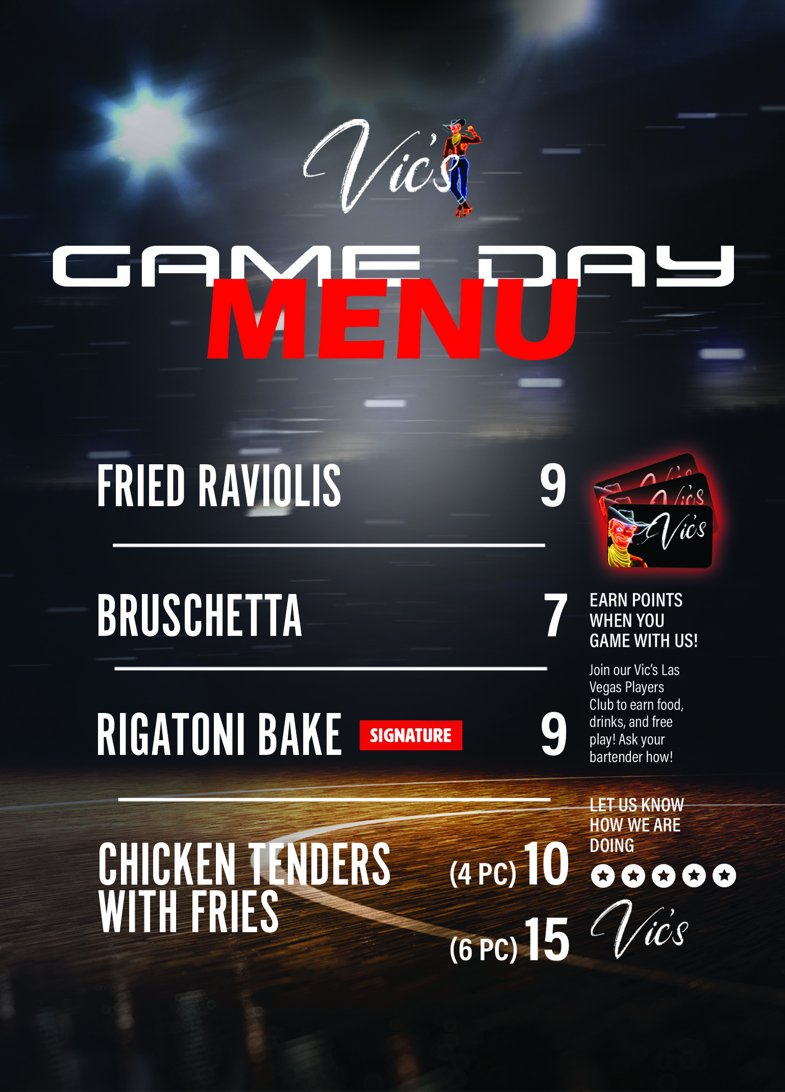 Bar/Gaming Menu | Vic's | American-Italian Restaurant in Las Vegas, NV