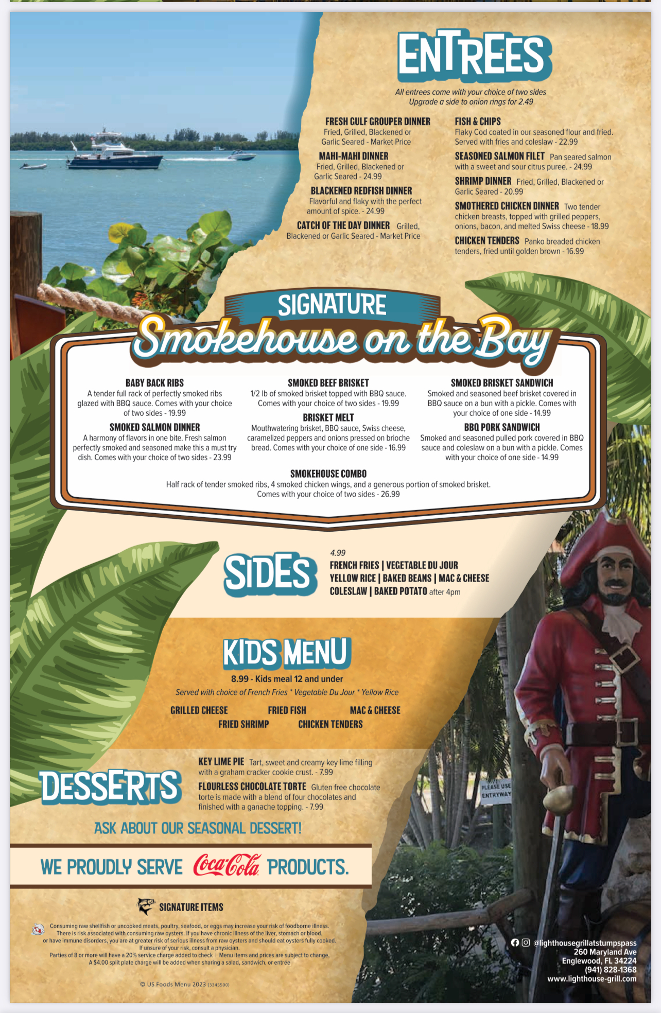 Menus | The Lighthouse Grill in Englewood, FL