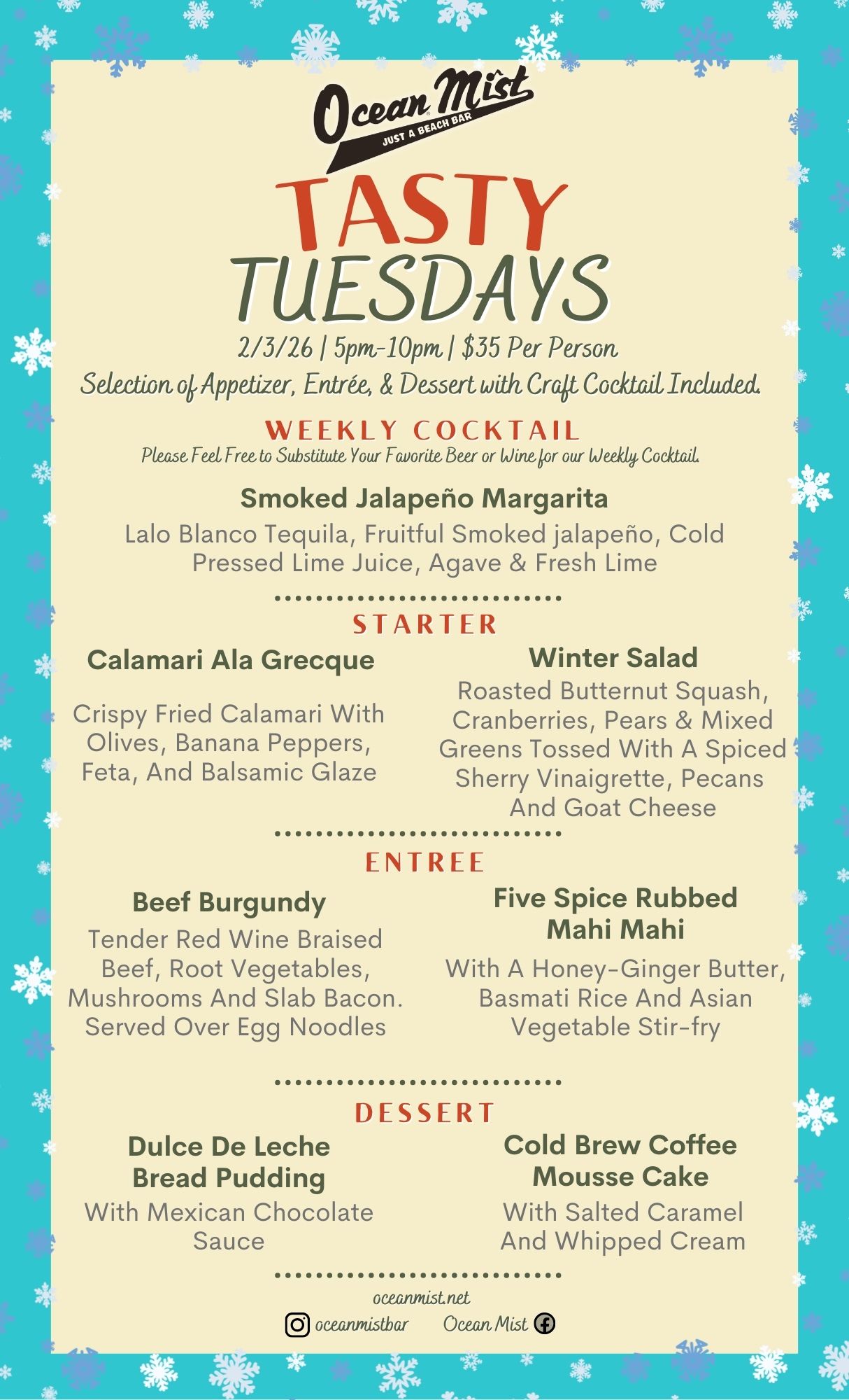 Tasty Tuesday | Weekly Special Menu