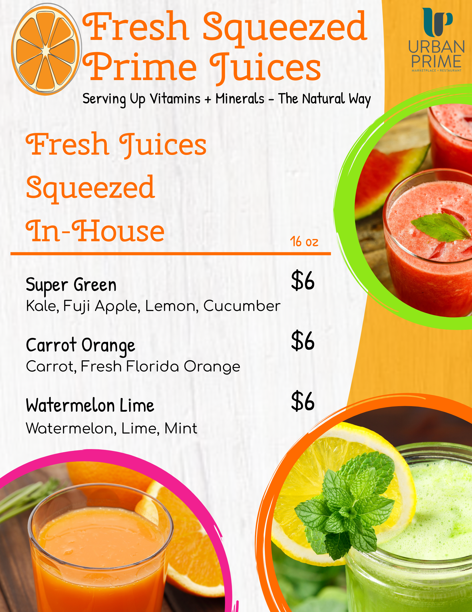 Menus | Urban Prime in Melbourne, FL