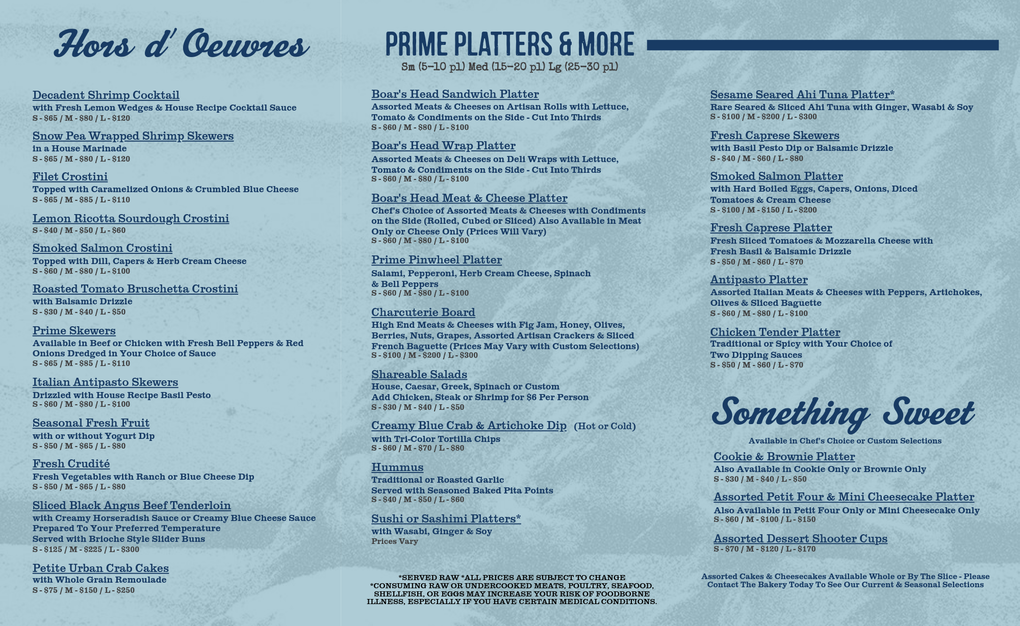 Menus | Urban Prime in Melbourne, FL