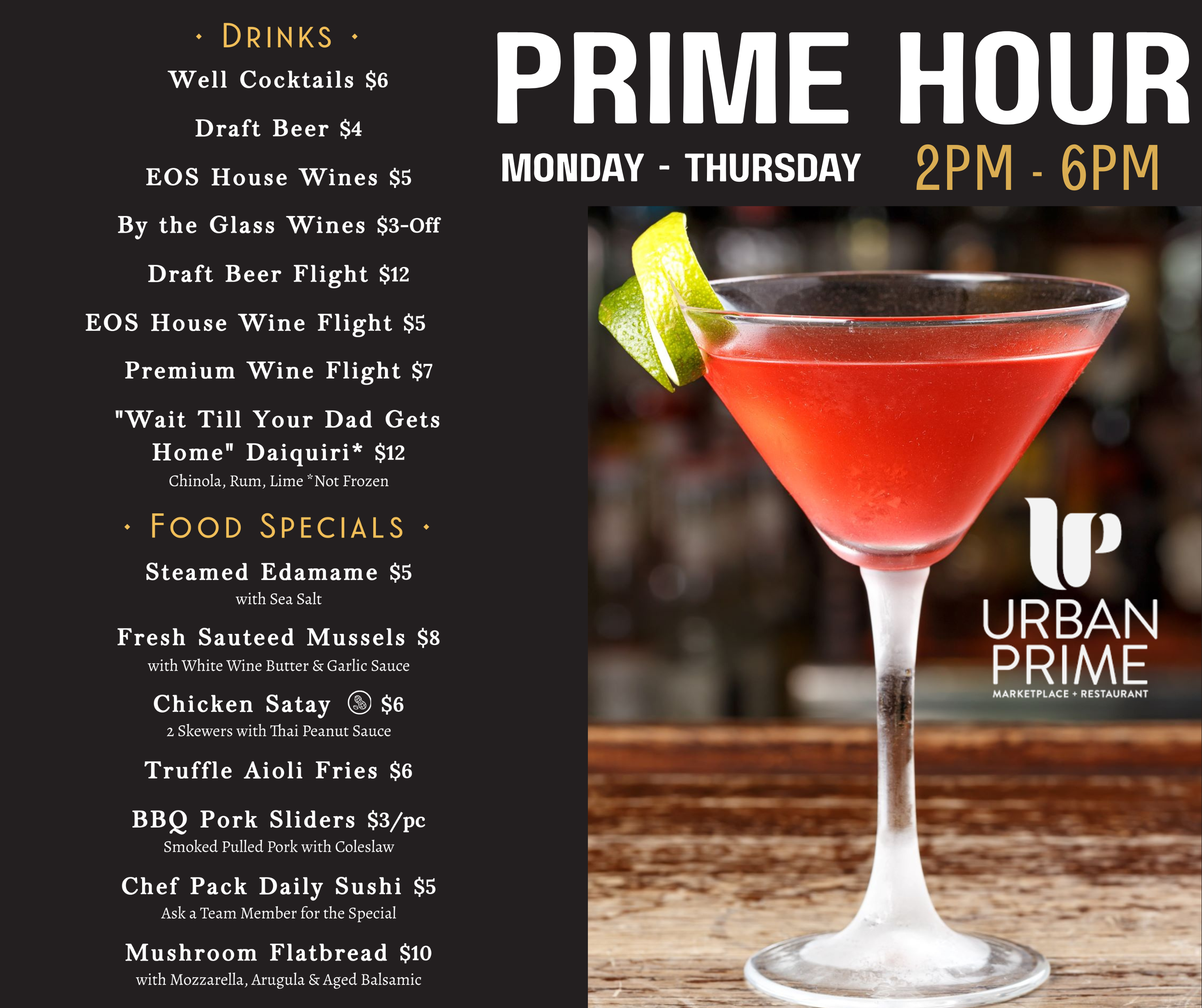 Menus | Urban Prime in Melbourne, FL