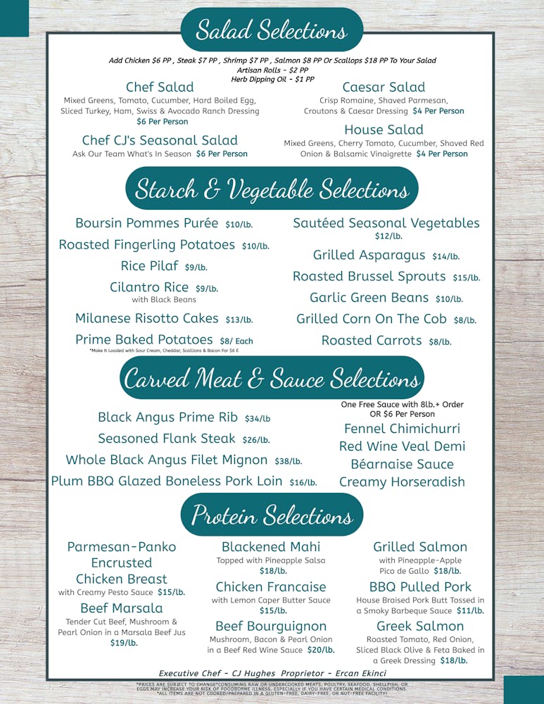 Menus | Urban Prime in Melbourne, FL