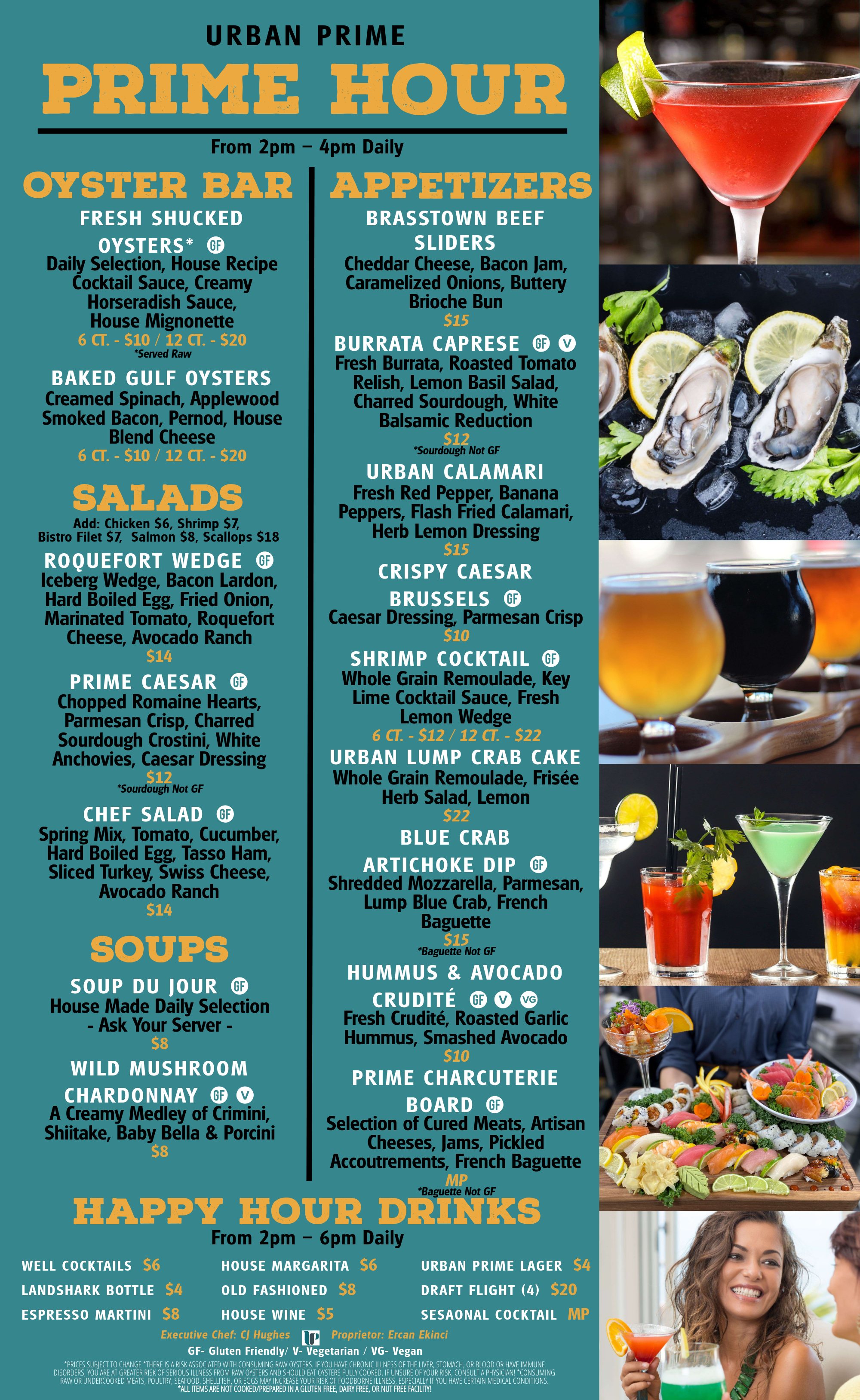Menus | Urban Prime in Melbourne, FL