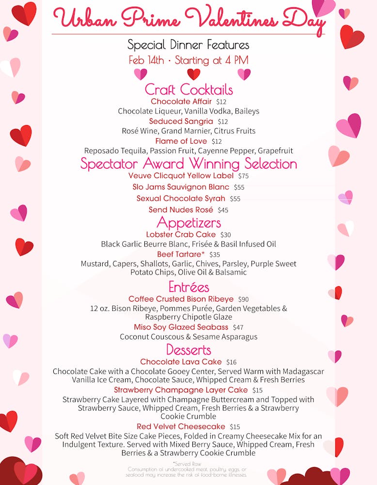 Menus | Urban Prime in Melbourne, FL