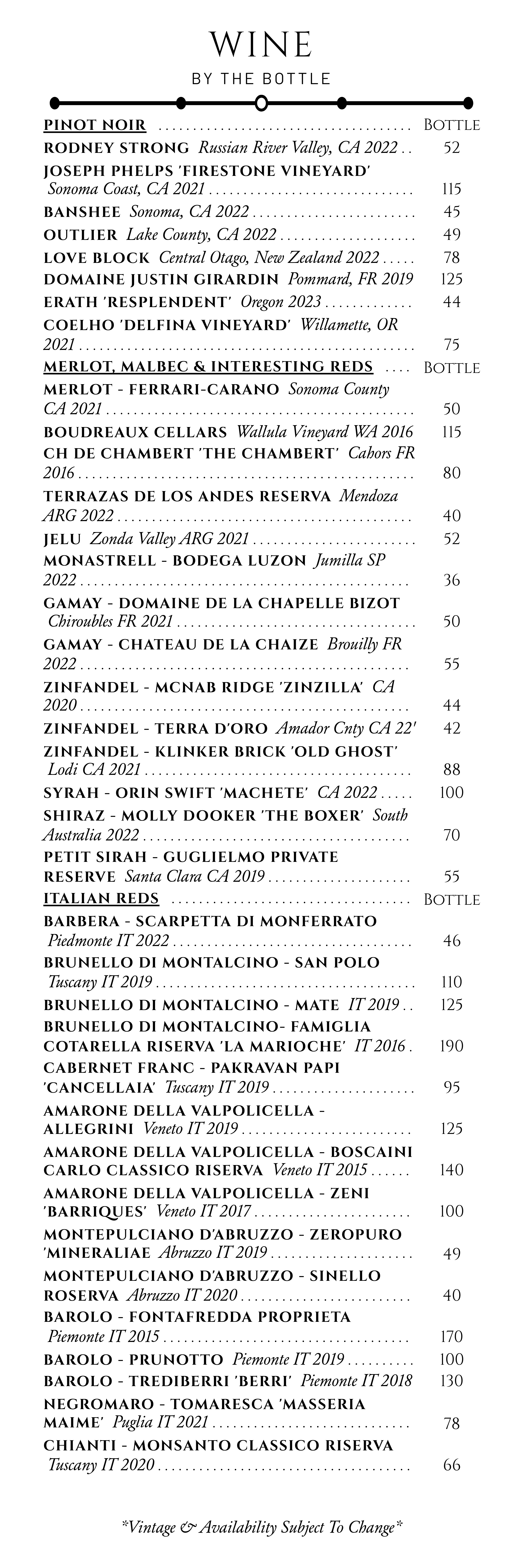 Menus | Urban Prime in Melbourne, FL