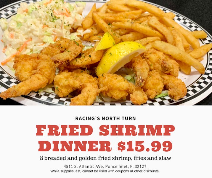 Wednesday Night Shrimp Dinner | Racing's North Turn | Sits directly on ...