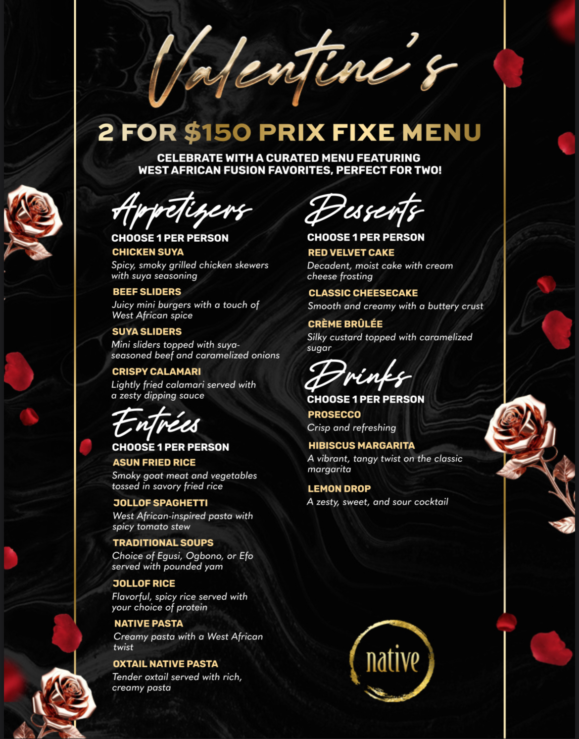 Menus | Native Restaurant & Lounge in Brooklyn, NY
