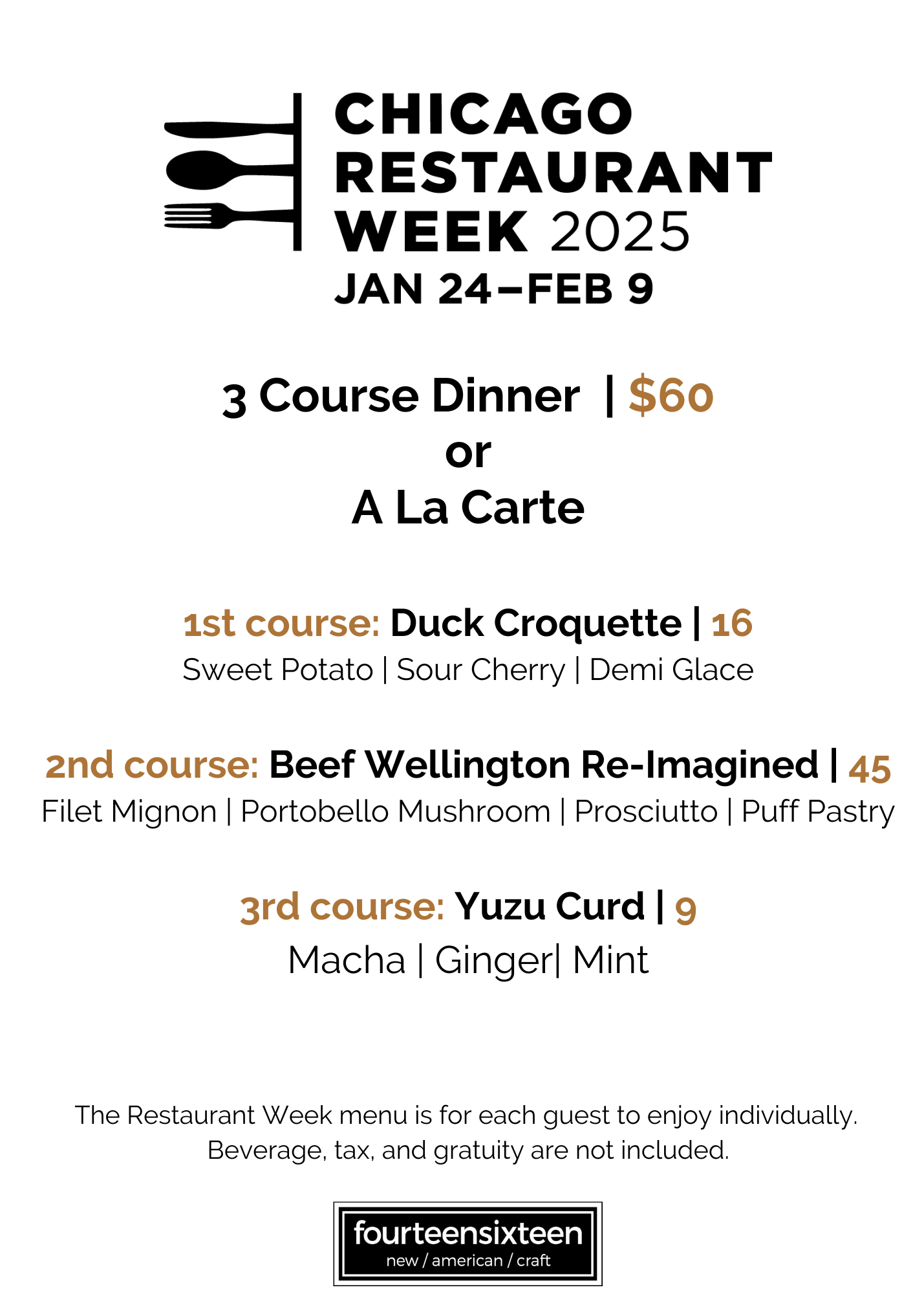 Chicago Restaurant Week | fourteensixteen - New American Cuisine ...