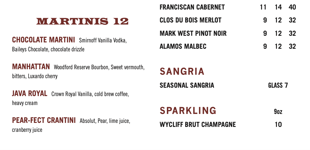 TBonz Myrtle Beach Menus