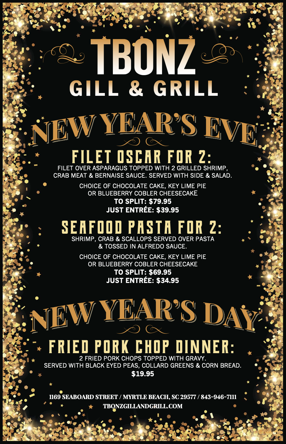 NYE @ TBONZ! | TBonz Gill & Grill