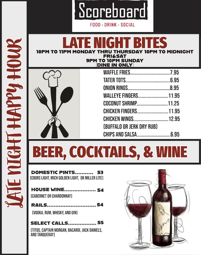 Menus | Scoreboard Bar & Grill in Minnetonka, MN