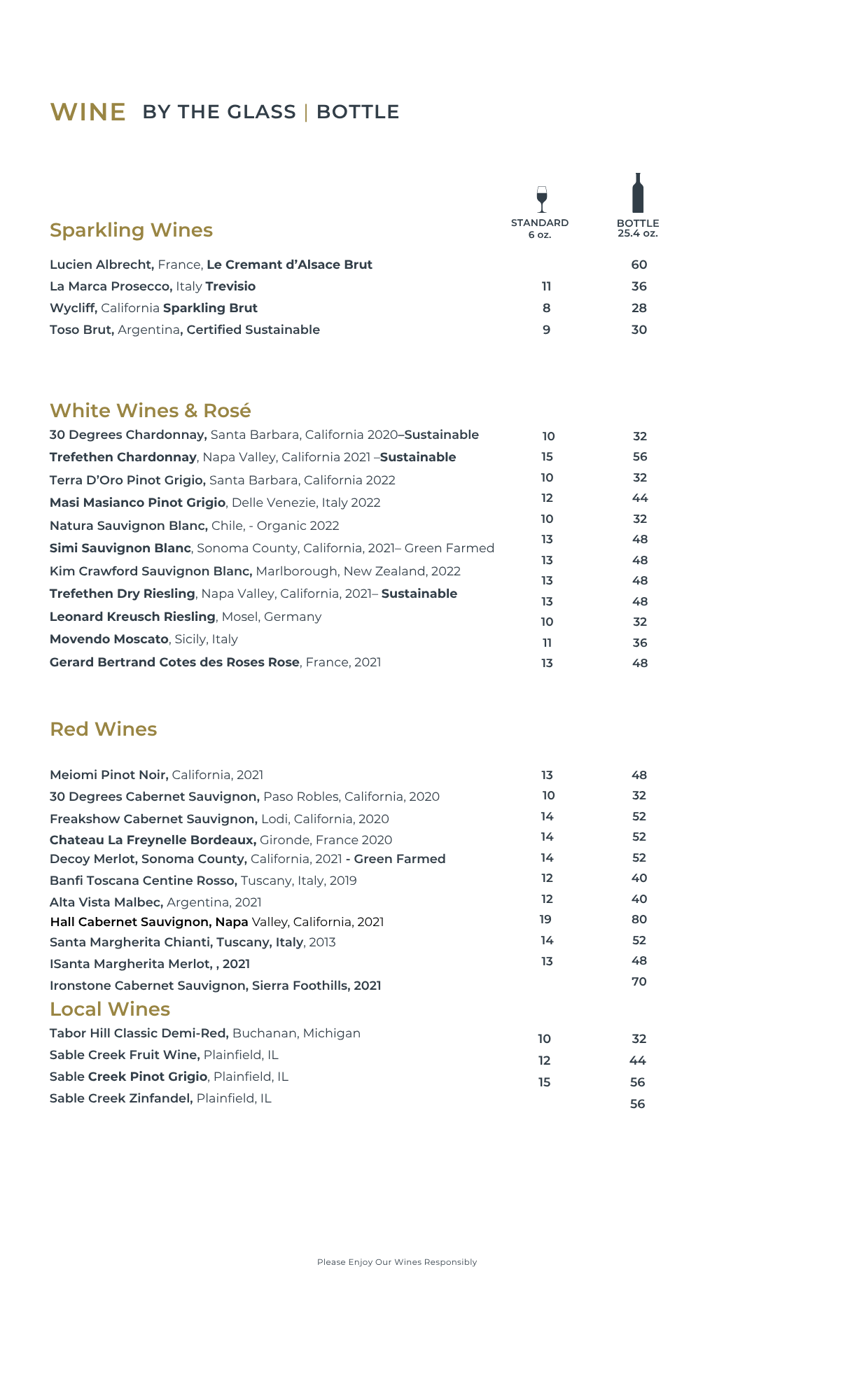 Sample Wine List