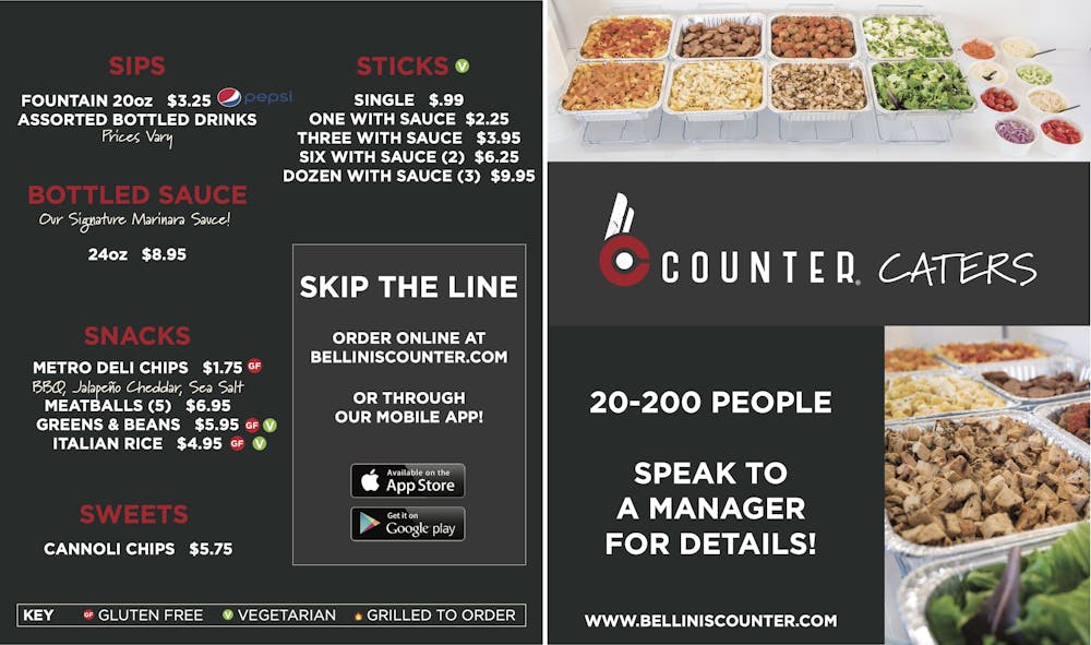 Menus | Bellini's Counter in NY