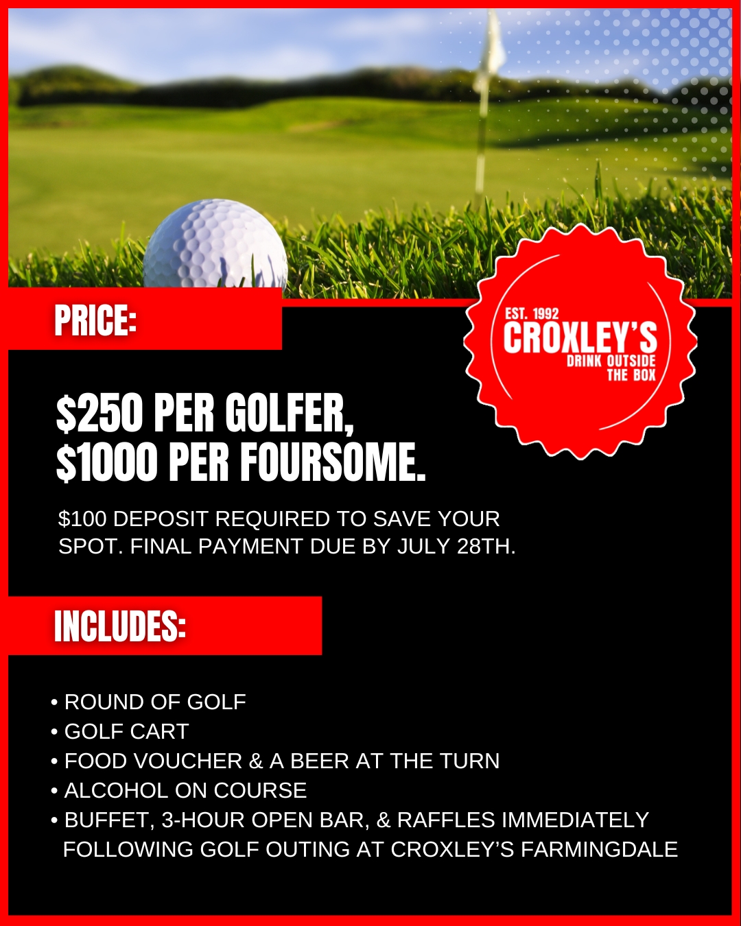 Croxley's Annual Golf Outing | Croxley's Ale House | Ale House & Eatery ...