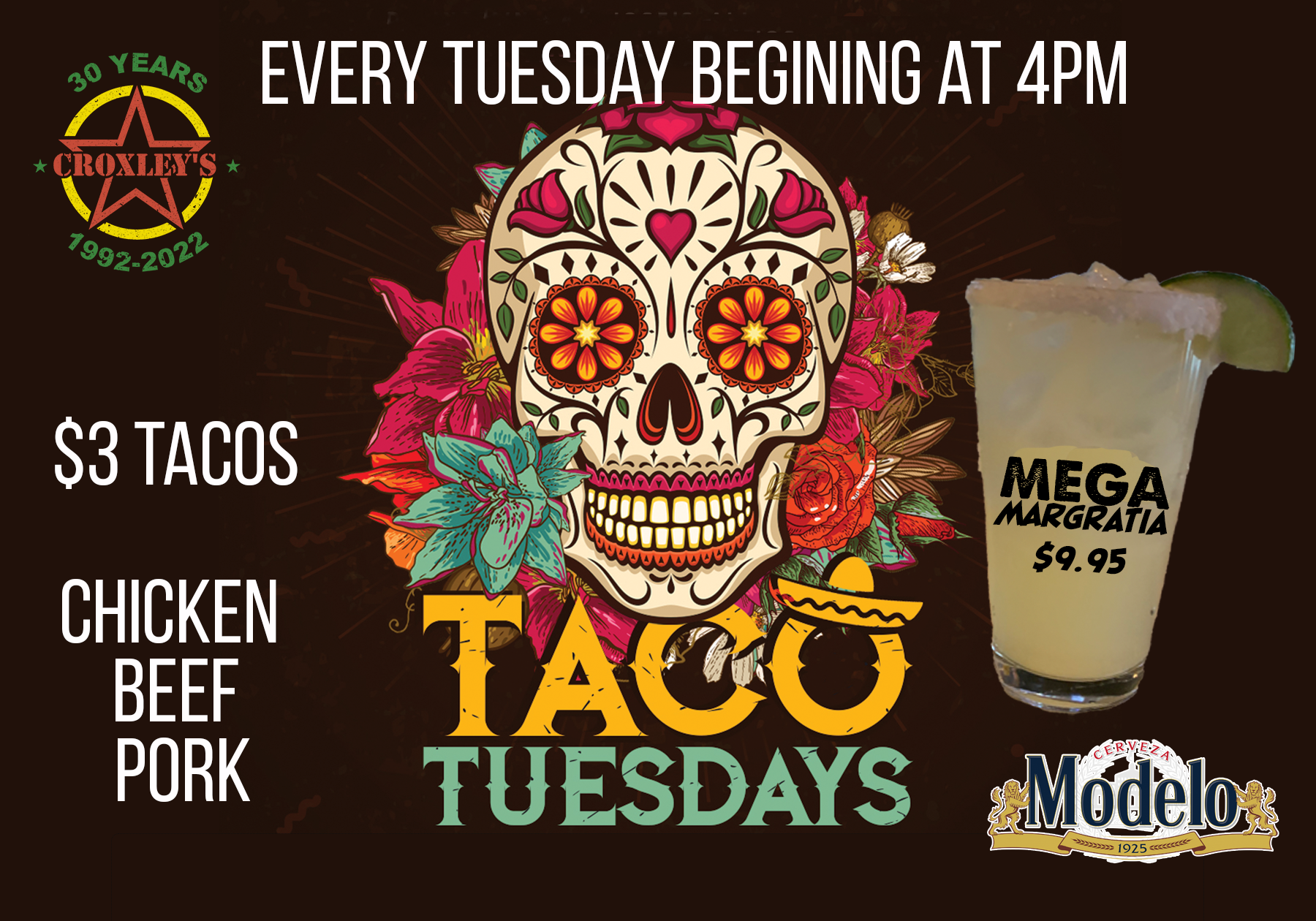 Taco Tuesday $3 Tacos | Croxley's Ale House | Ale House & Eatery in NY