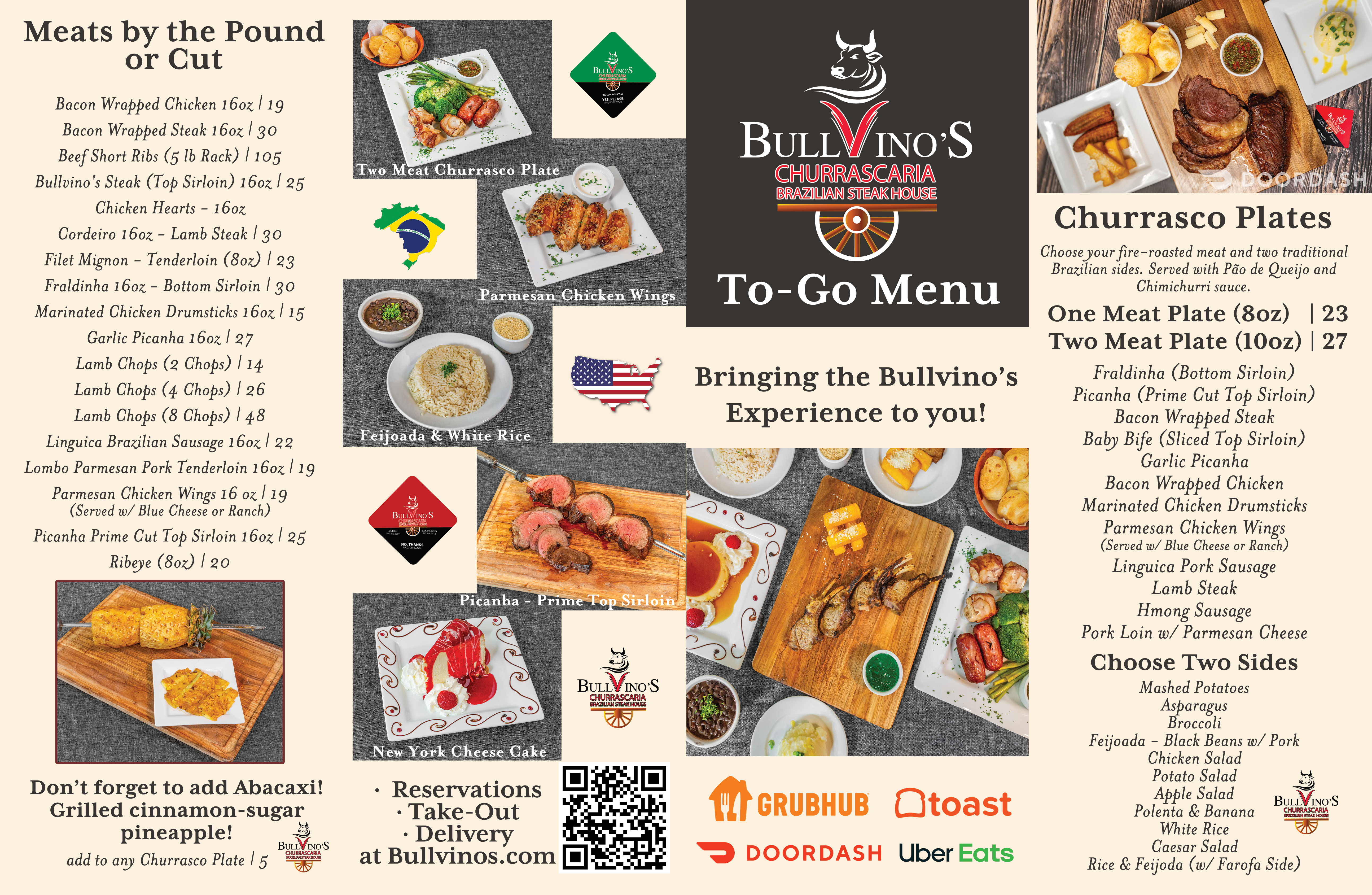 Menus | Bullvino’s Brazilian Steakhouse | Churrascaria
