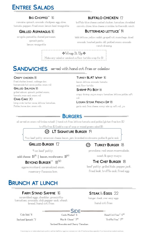 Menus | Logan Tavern