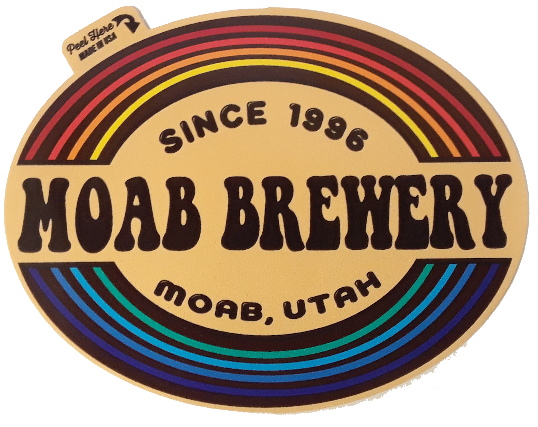 Moab Brewery Rainbow Oval Sticker | Moab Brewery in Moab, UT