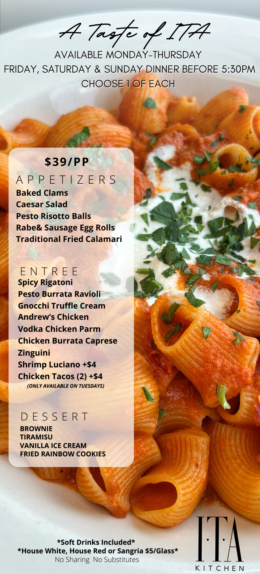 Menus | ITA Kitchen in New York