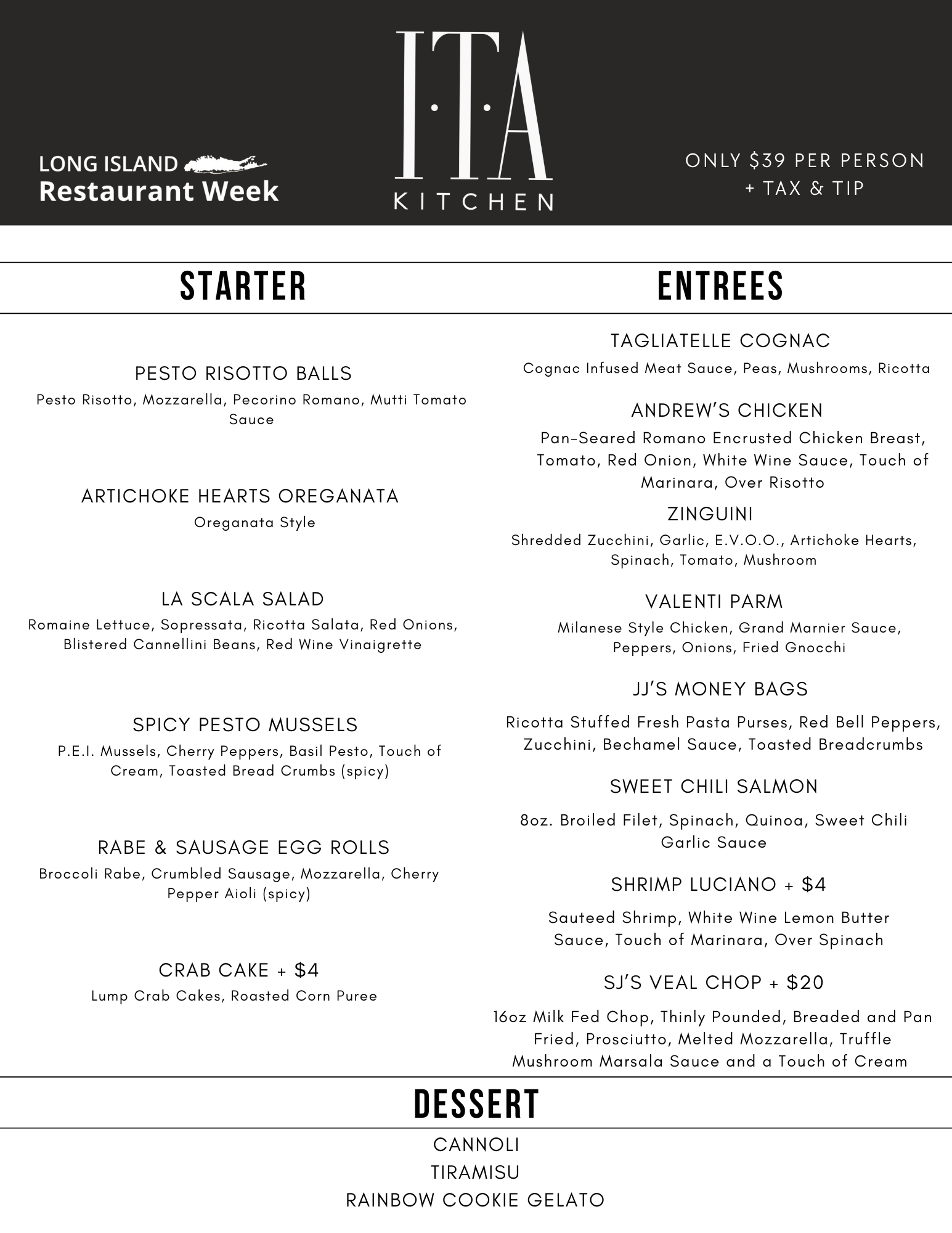 Long Island Restaurant Week | ITA Kitchen | Italian American Restaurant ...