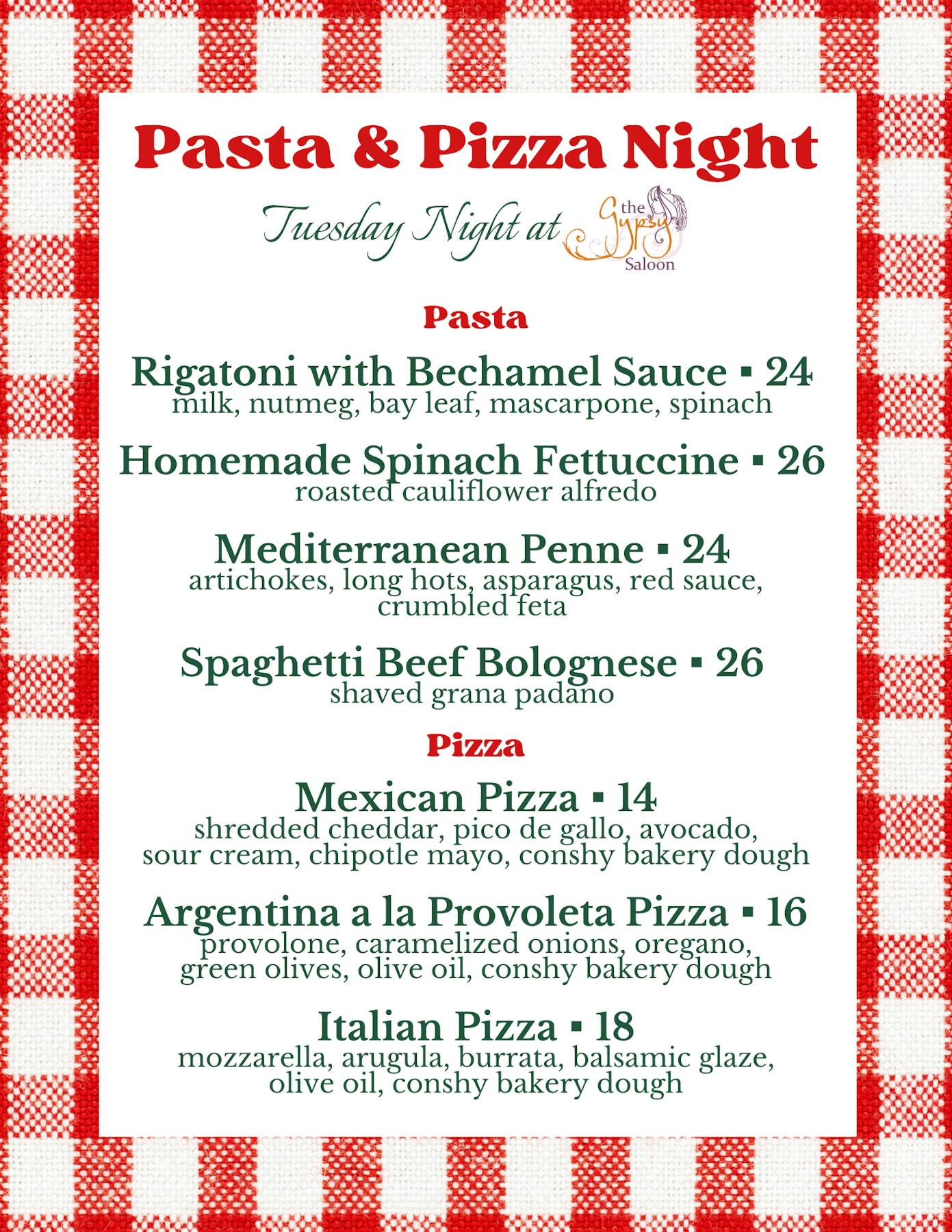 Menus | Gypsy Saloon in Conshohocken, PA