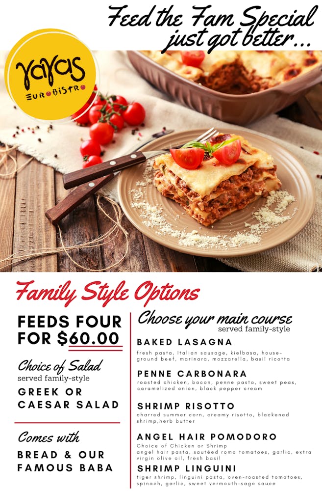 Little Rock Menus | YaYa's Euro Bistro in Little Rock, Arkansas