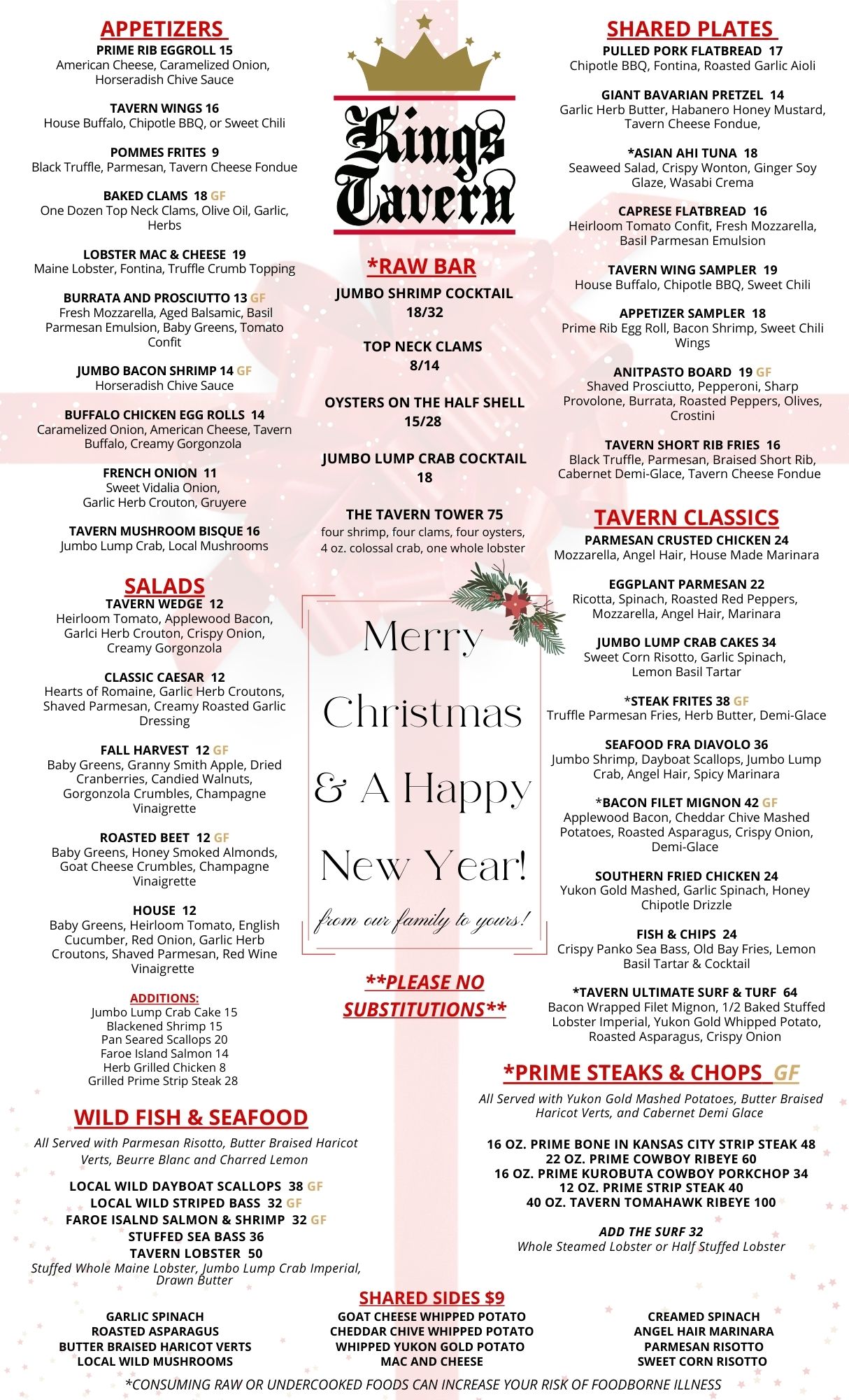 Christmas Eve Menu | Kings Tavern American Restaurant in Coatesville, PA