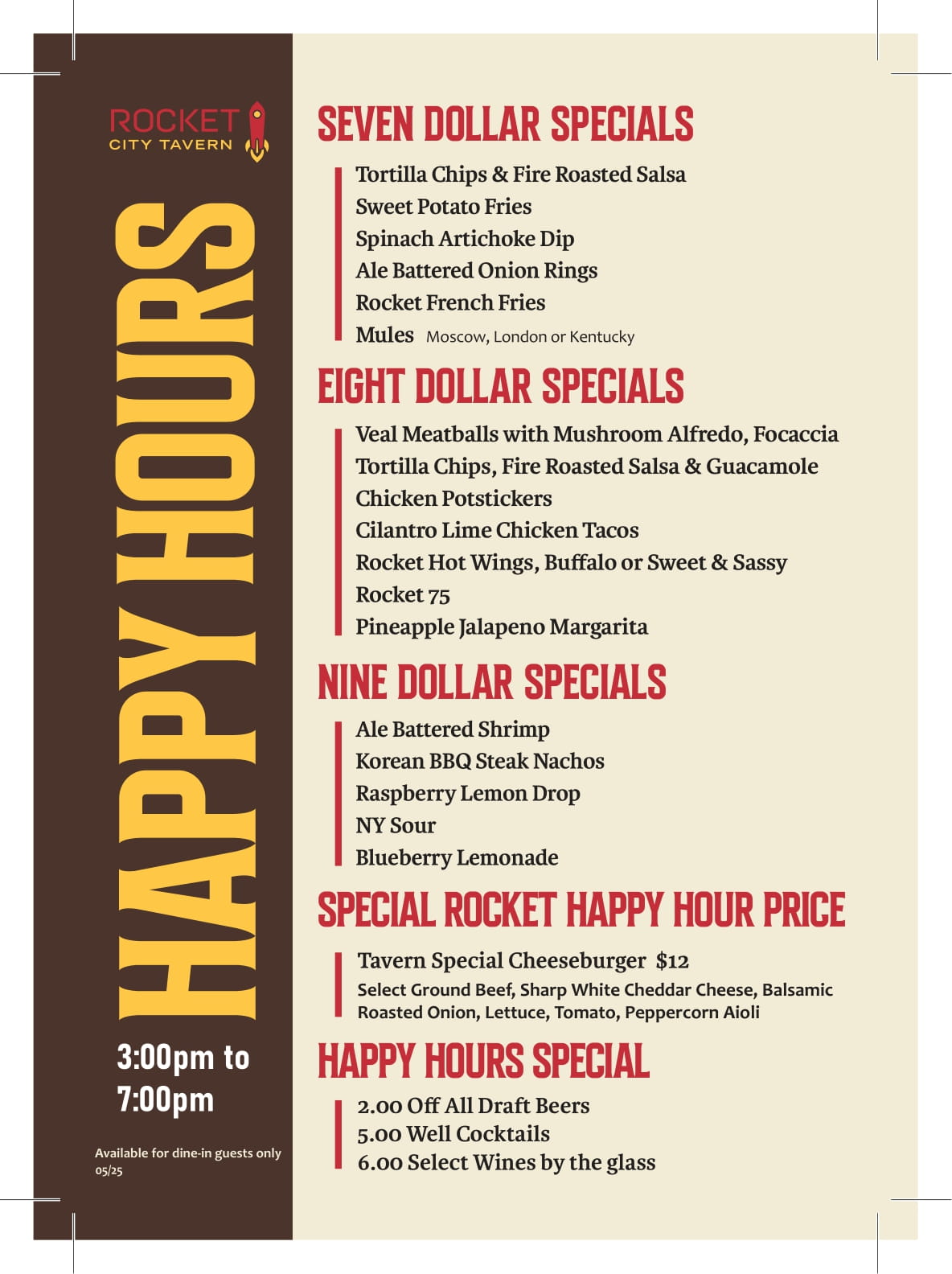 Menu | Rocket City Tavern in Huntsville, AL