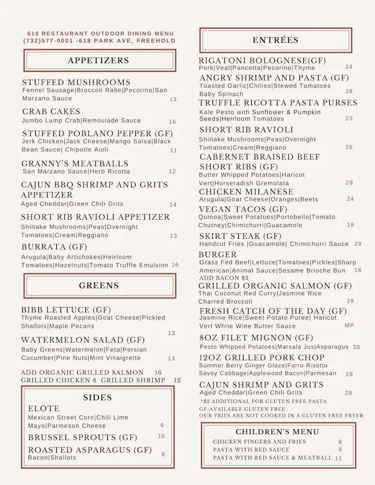 Menus | 618 Restaurant