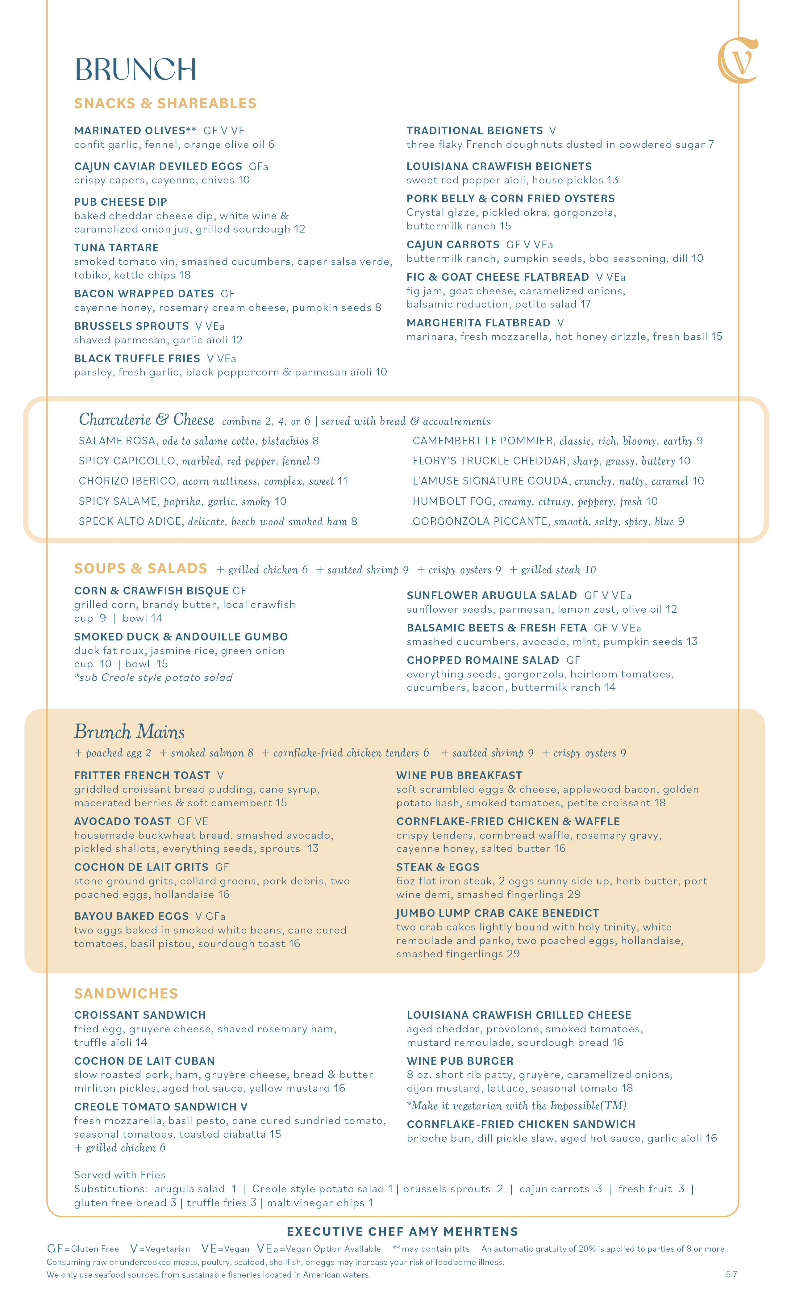 Menus | Copper Vine in New Orleans, LA