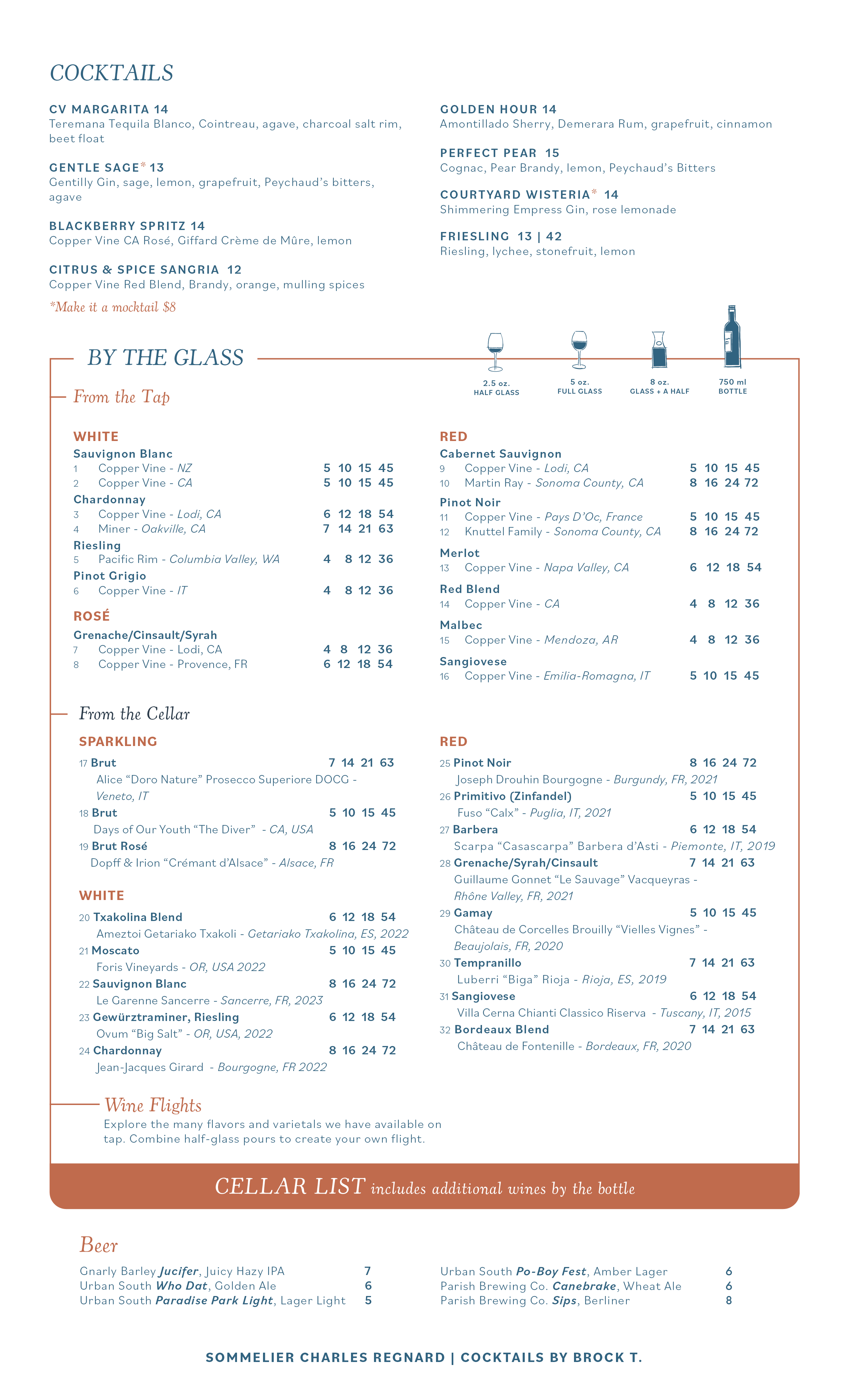 Menus | Copper Vine in New Orleans, LA