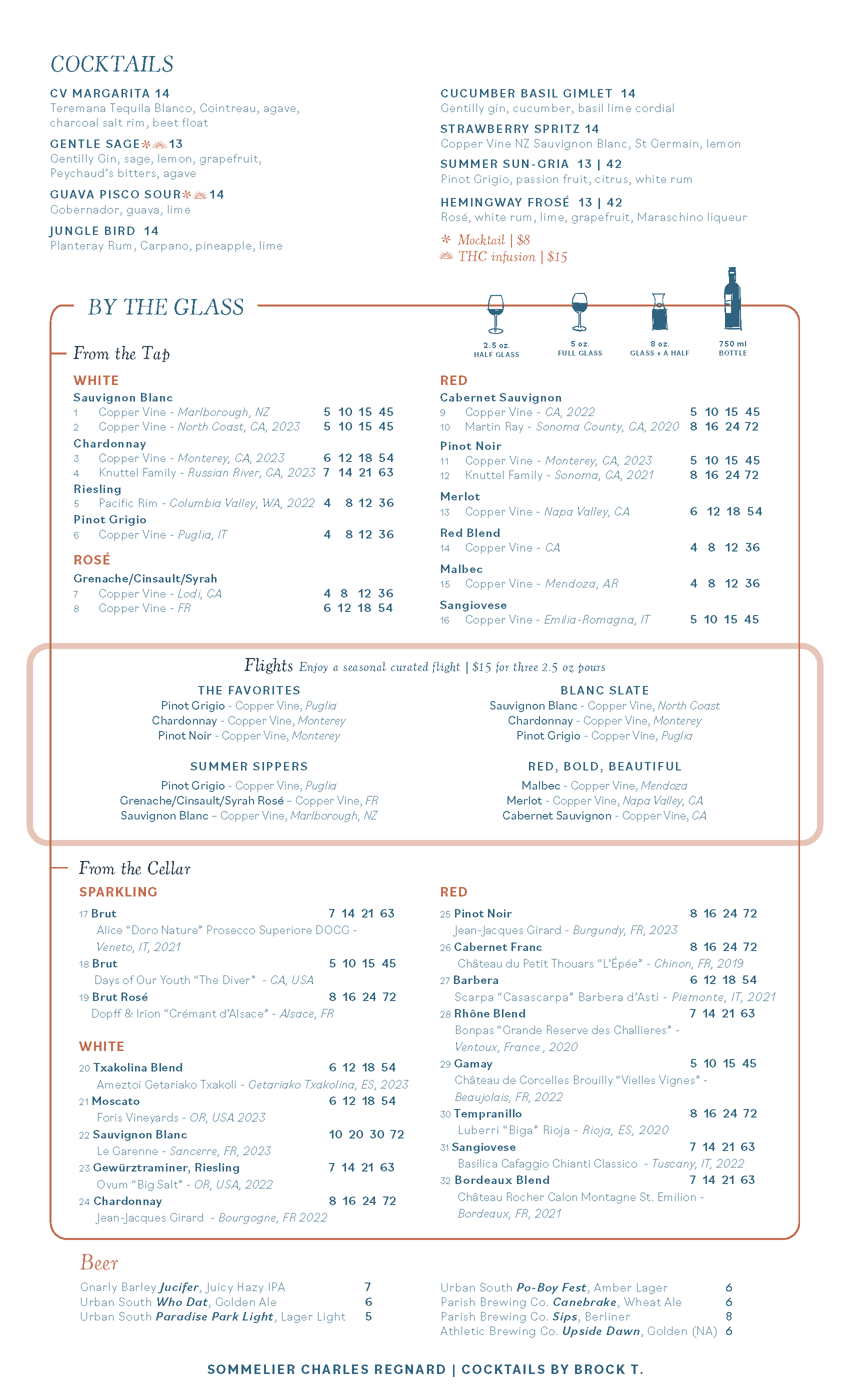 Menus | Copper Vine in New Orleans, LA