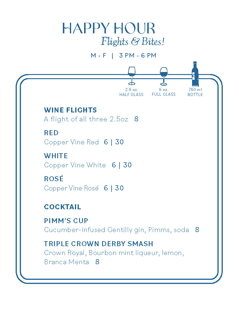 Menus | Copper Vine in New Orleans, LA