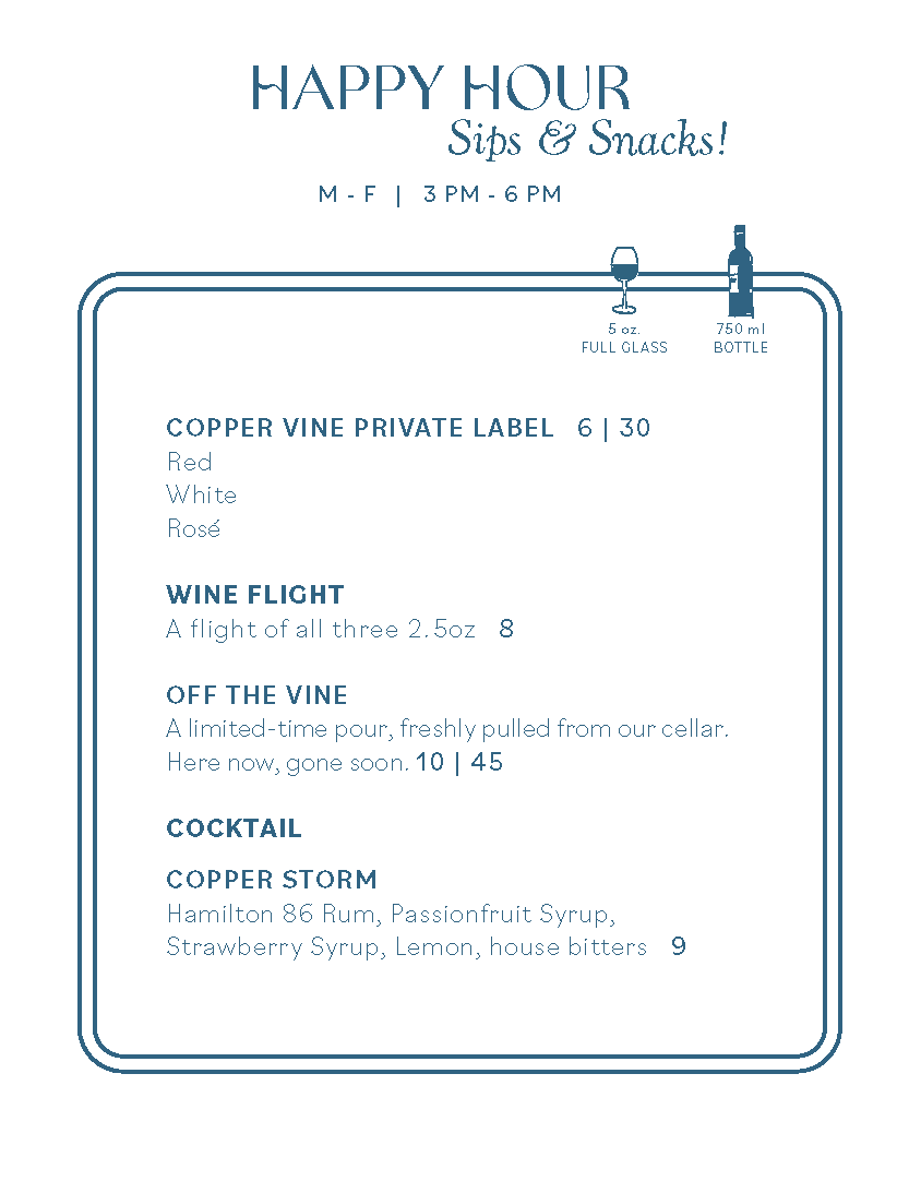 Happy Hour | Copper Vine | Wine Bar in New Orleans, LA