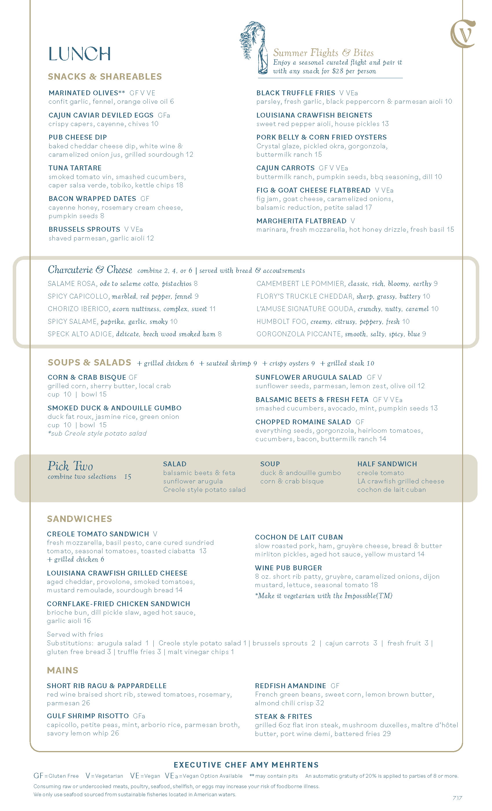 Menus | Copper Vine in New Orleans, LA