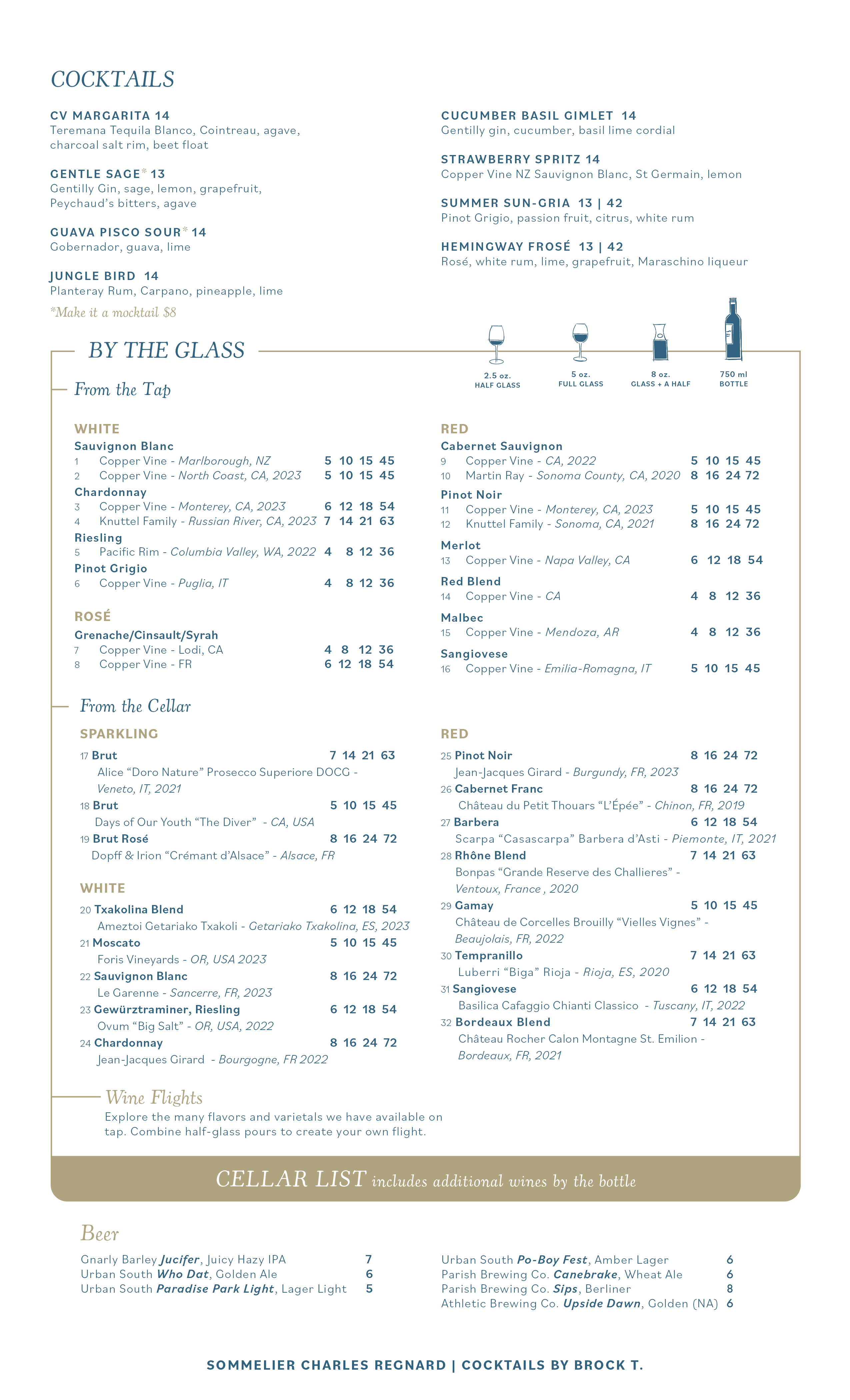 Menus | Copper Vine in New Orleans, LA