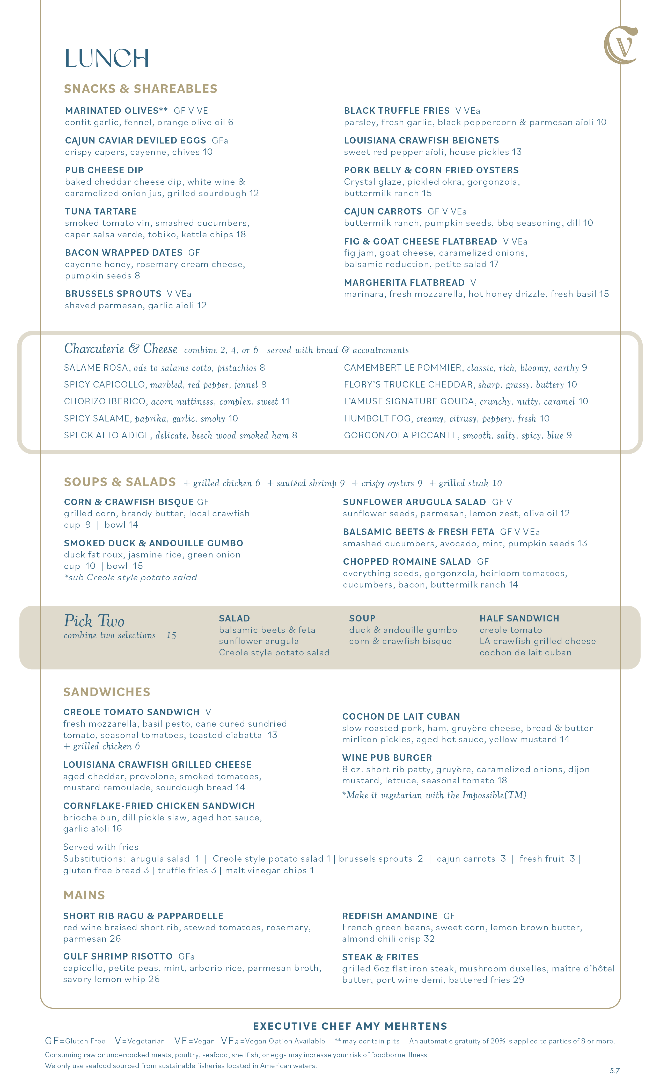 Menus | Copper Vine in New Orleans, LA