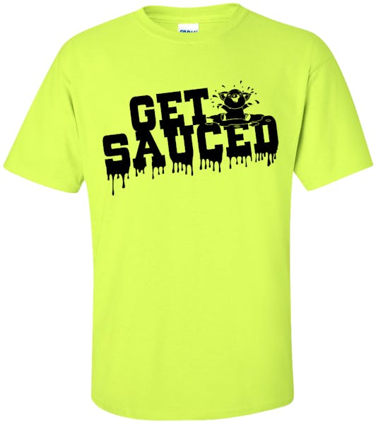 Get Sauced T-Shirt - Green | BBQ'D Productions | BBQ Eatery | IL & WI