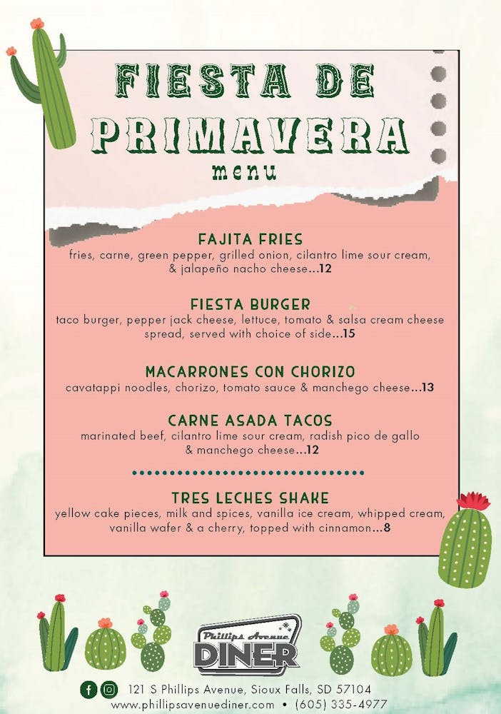 Menus | Phillips Avenue Diner | Retro Diner in Sioux Falls, SD