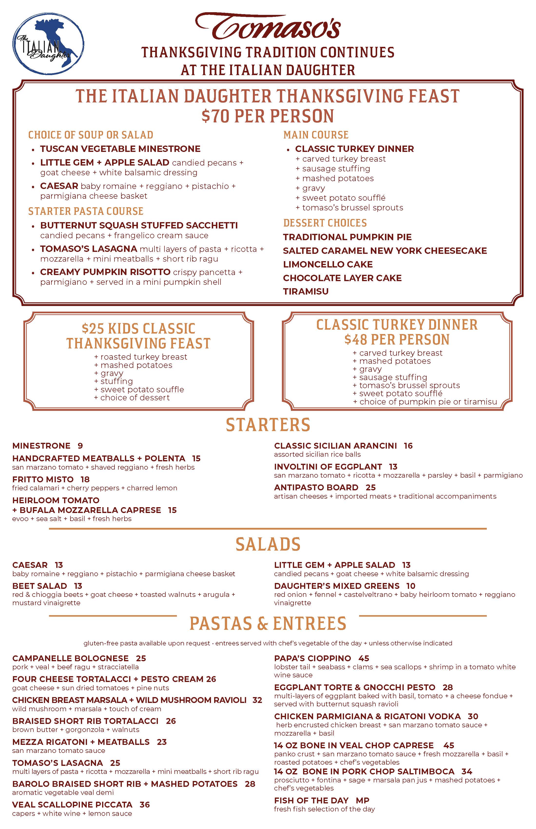 Thanksgiving | The Italian Daughter | Italian Restaurant in Scottsdale, AZ
