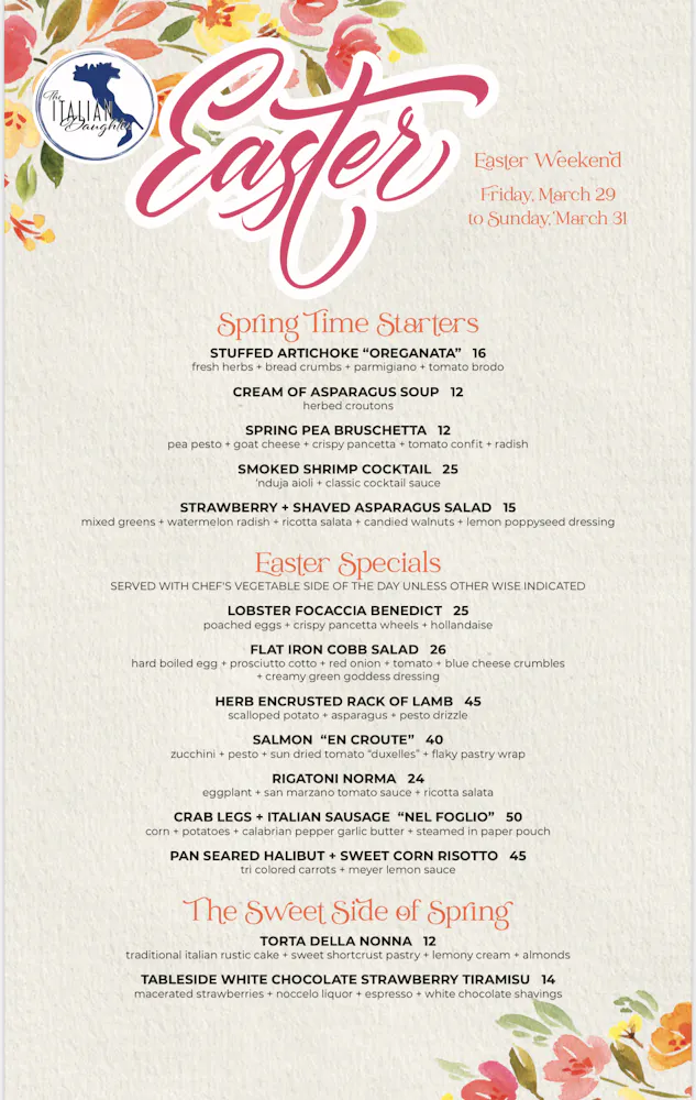 Menus | The Italian Daughter in Scottsdale, AZ
