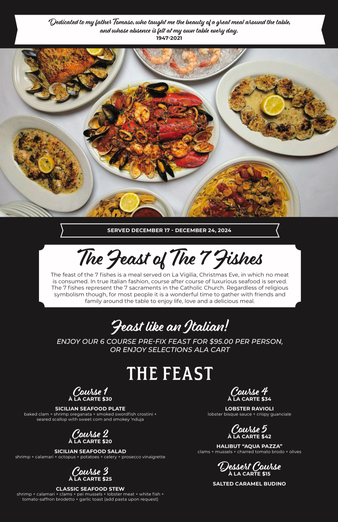 Seafood Christmas Dinner Feast Of The Seven Fishes Menu The Italian