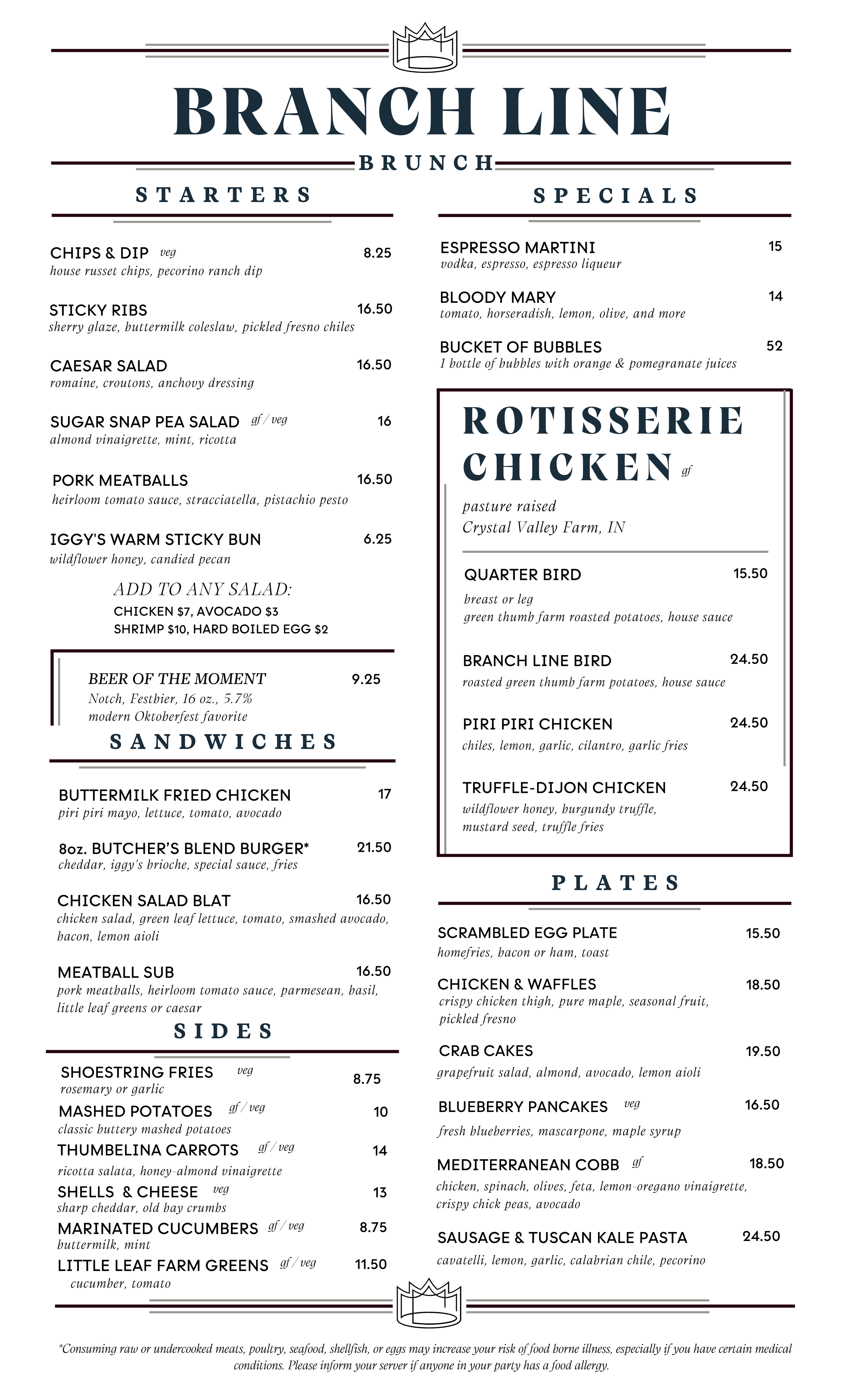 Menus | Branch Line