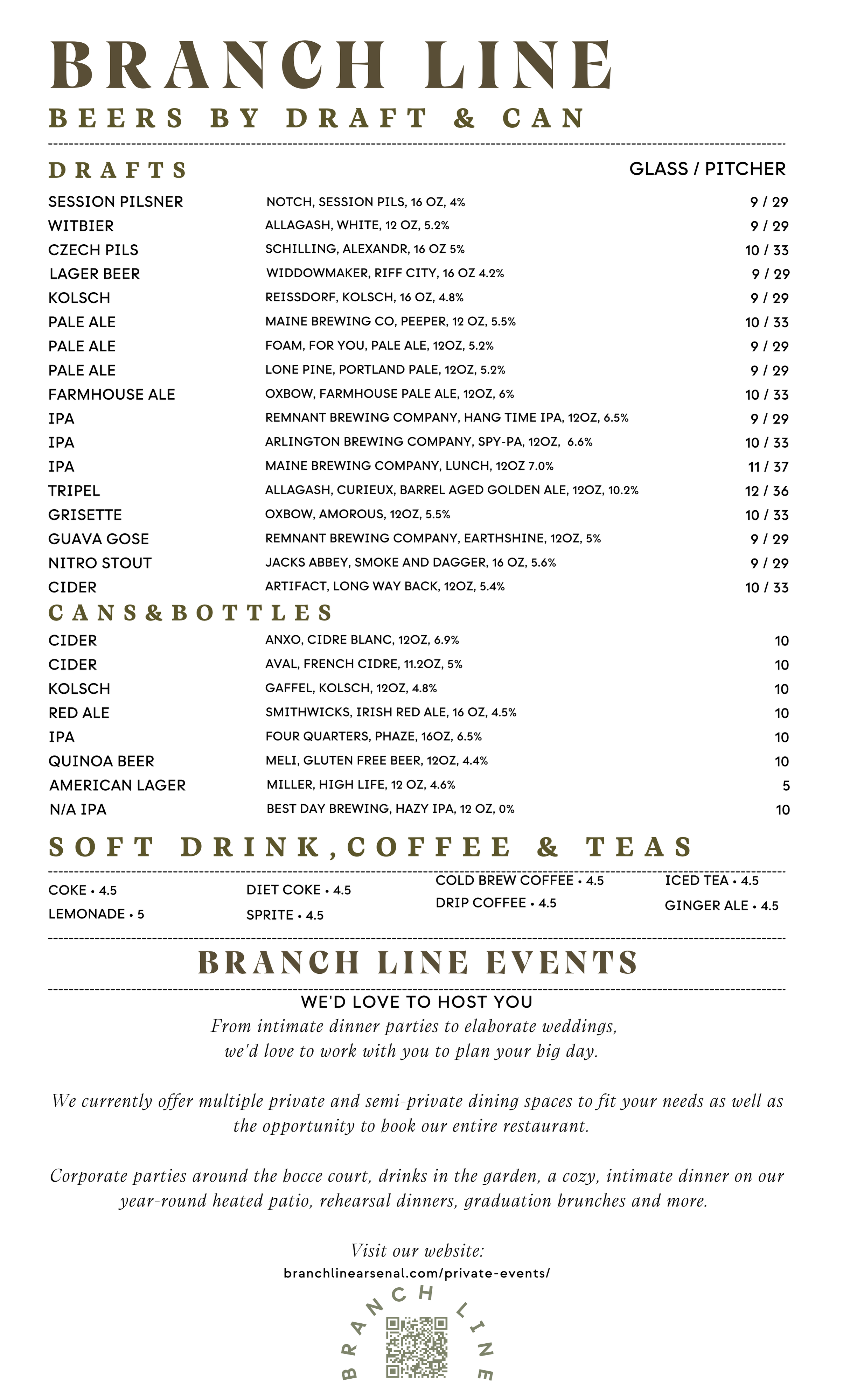 Menus | Branch Line